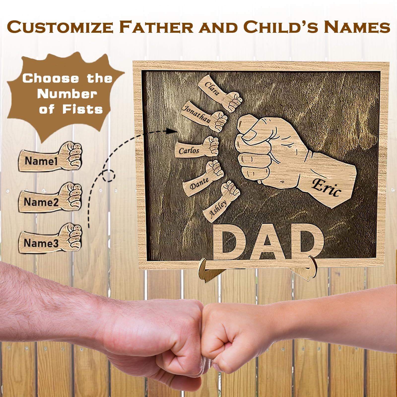 Snapklik.com : Gifts For Dad - Personalized Fist Bump Fathers Day Wood ...