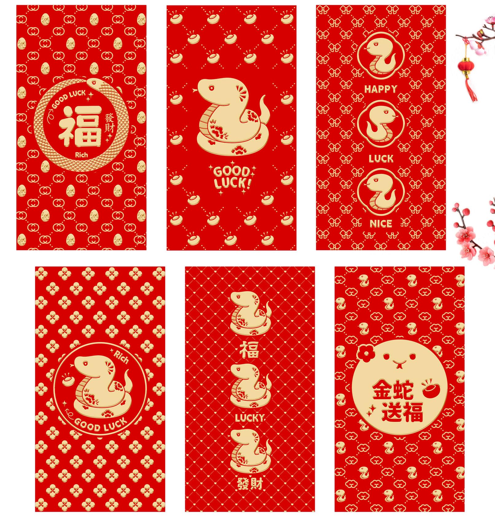Amazon.com : Chinese New Year Red Envelopes 2025 Snake Lunar New Year ...