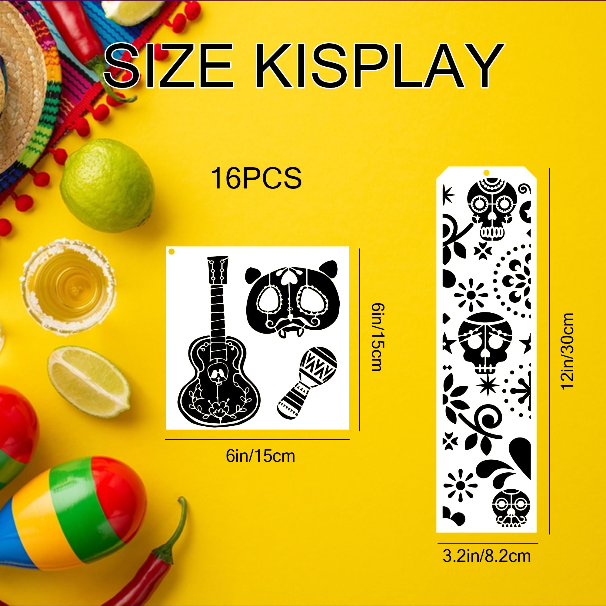 Snapklik.com : Sugar Skulls Painting Stencil Crafts - 16 Pcs Day Of The ...