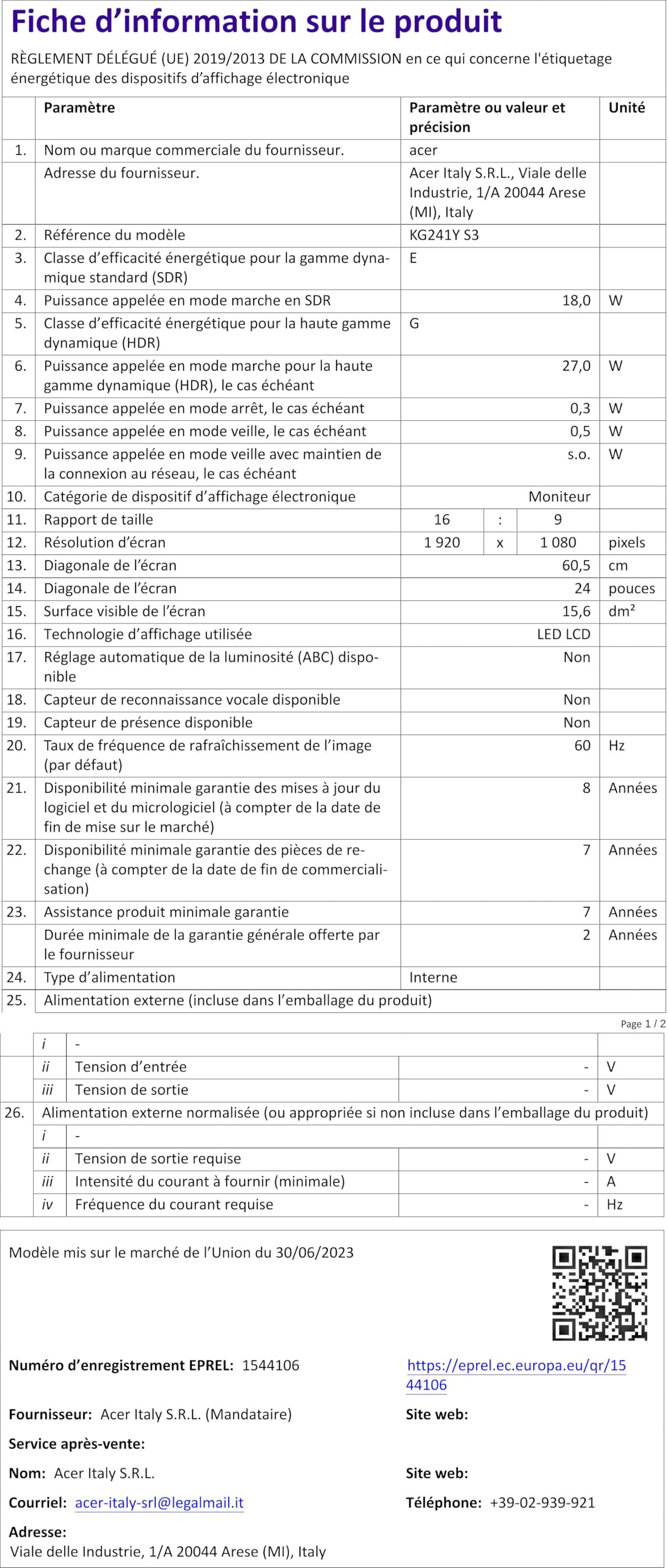 Samsung S24D330 Moniteur 24 Full HD, 1920 x 1080, 1 Ms, 60 Hz, Game ...