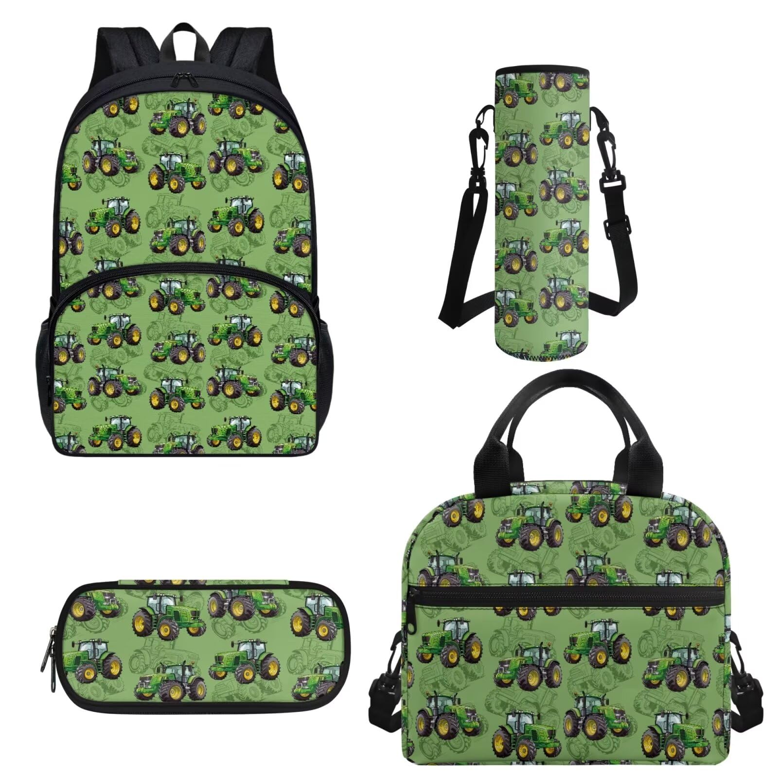 Amazon.com | FUIBENG Cartoon Farm Tractor Kids Backpack 4 Pcs Cute ...