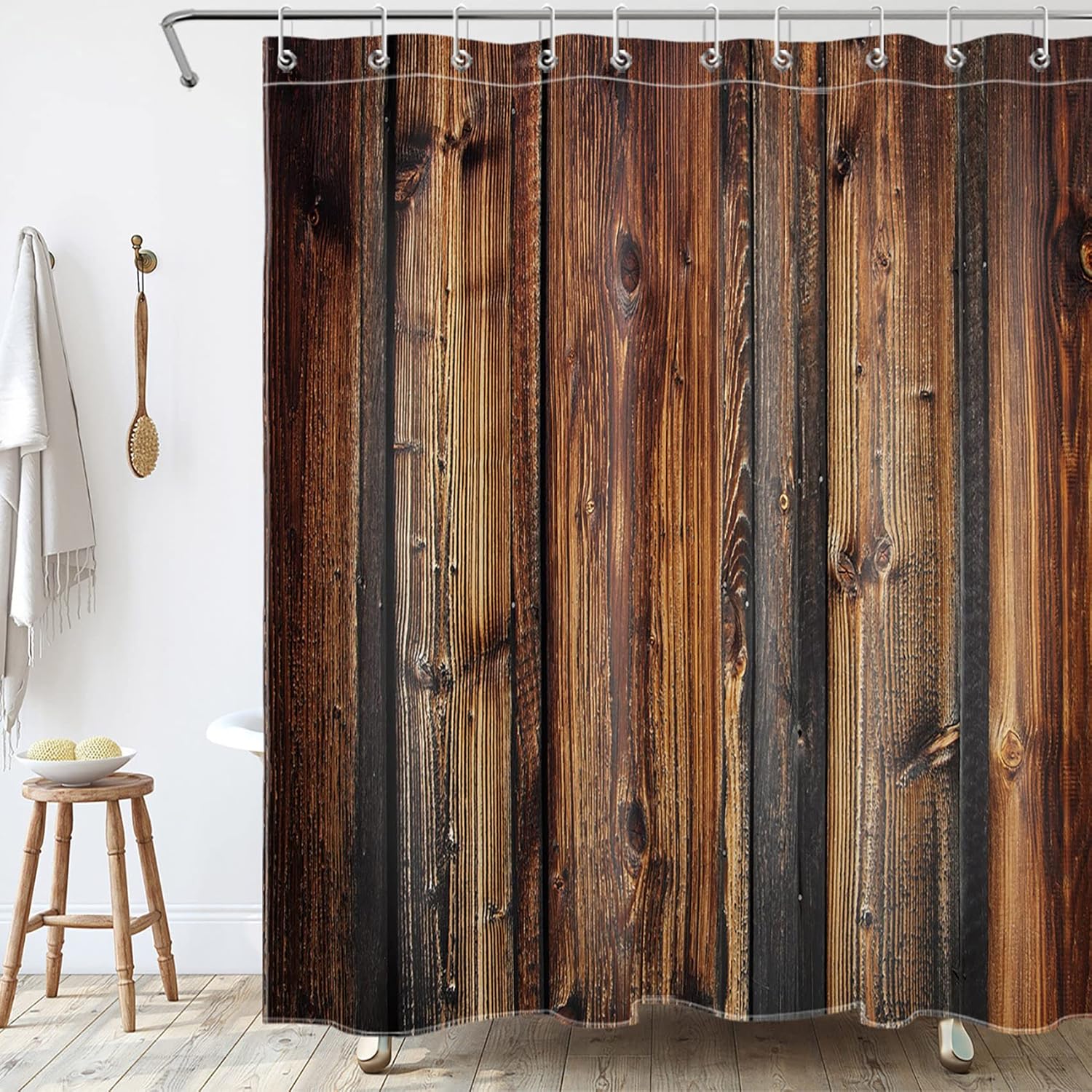 Amazon.com: LB Farmhouse Style Rustic Barn Wood Shower Curtain Western ...
