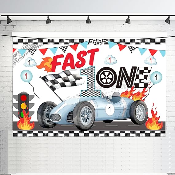Amazon.com: Fast One Birthday Birthday Backdrop Fast One Birthday ...