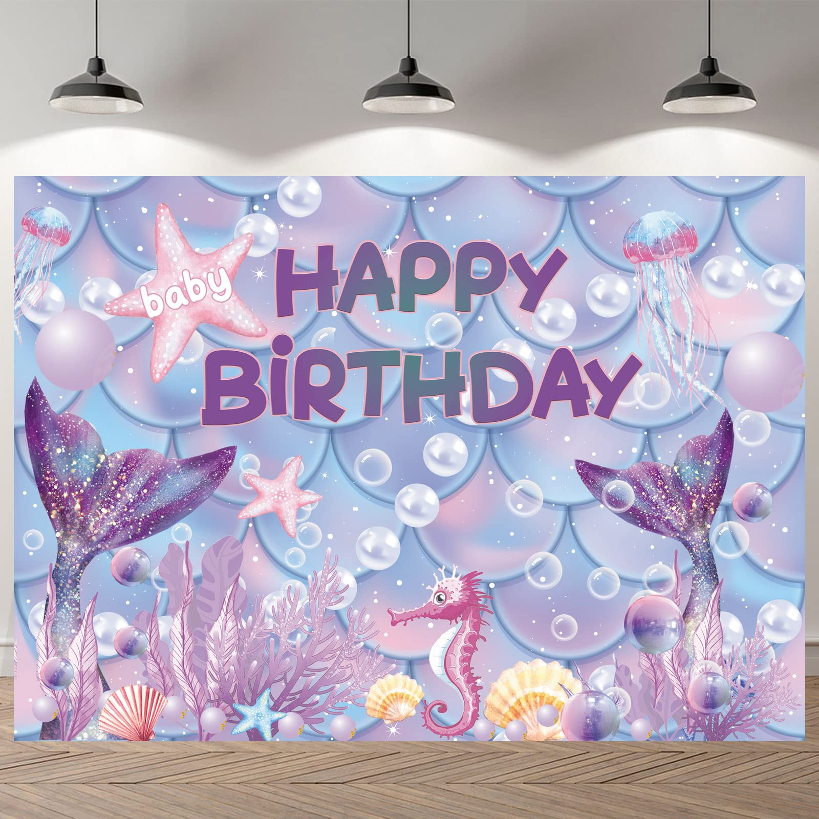 Batt Mermaid Backdrop Under The Sea Birthday Backdrop Little Mermaid ...