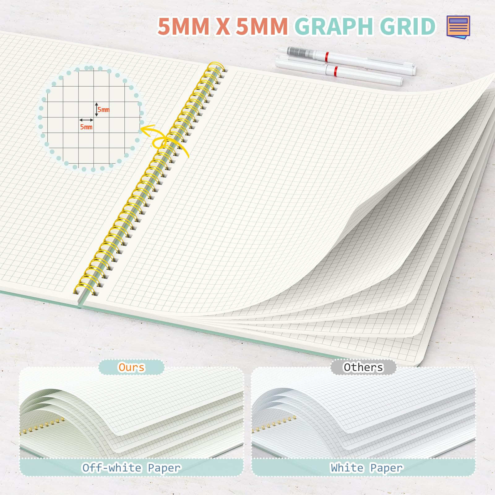 Snapklik.com : Umriox 4 Pack Graph Paper Notebook, 8.5" X 11" Spiral ...