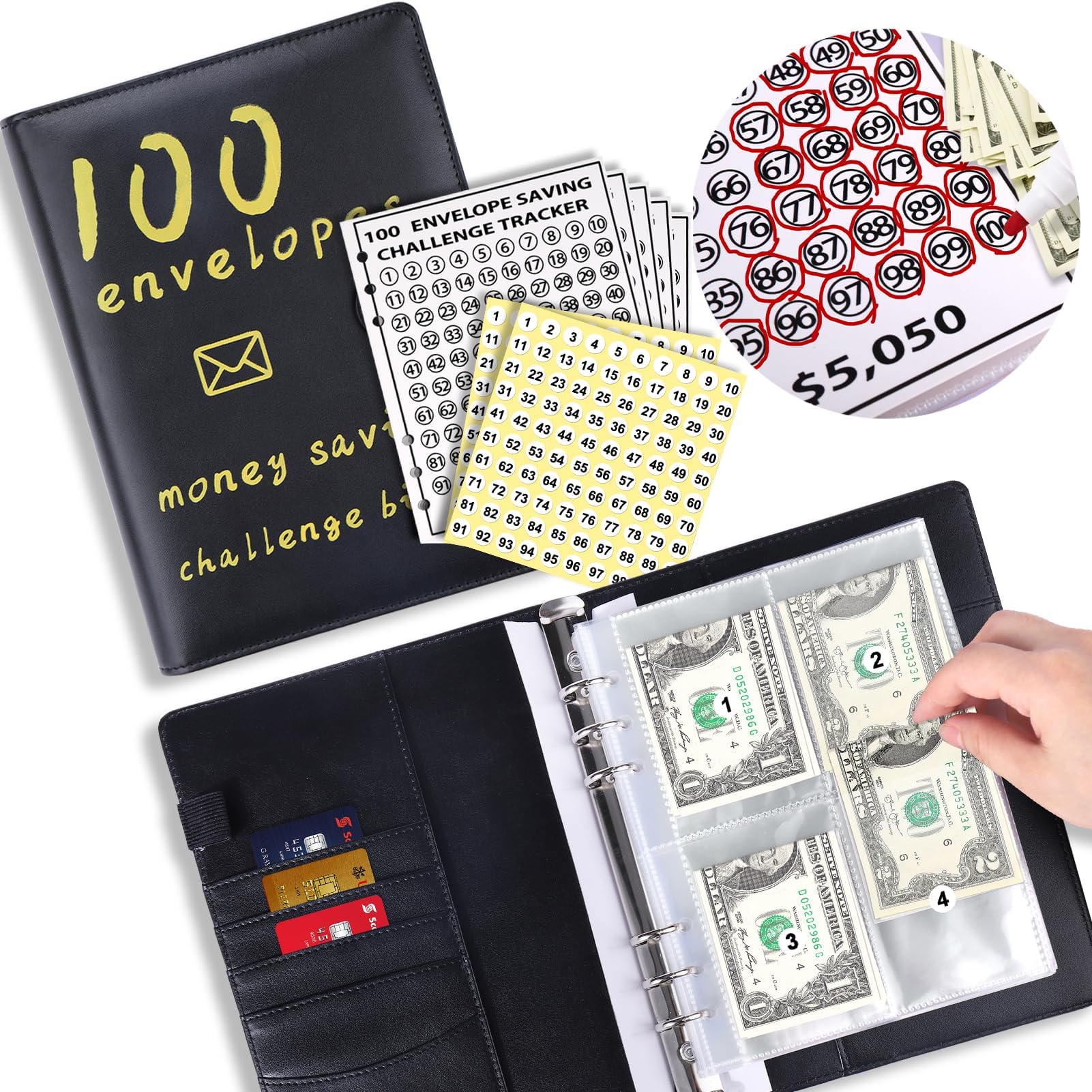 Amazon.com : 100 Envelopes Money Saving Binder Challenge Kit, Money ...