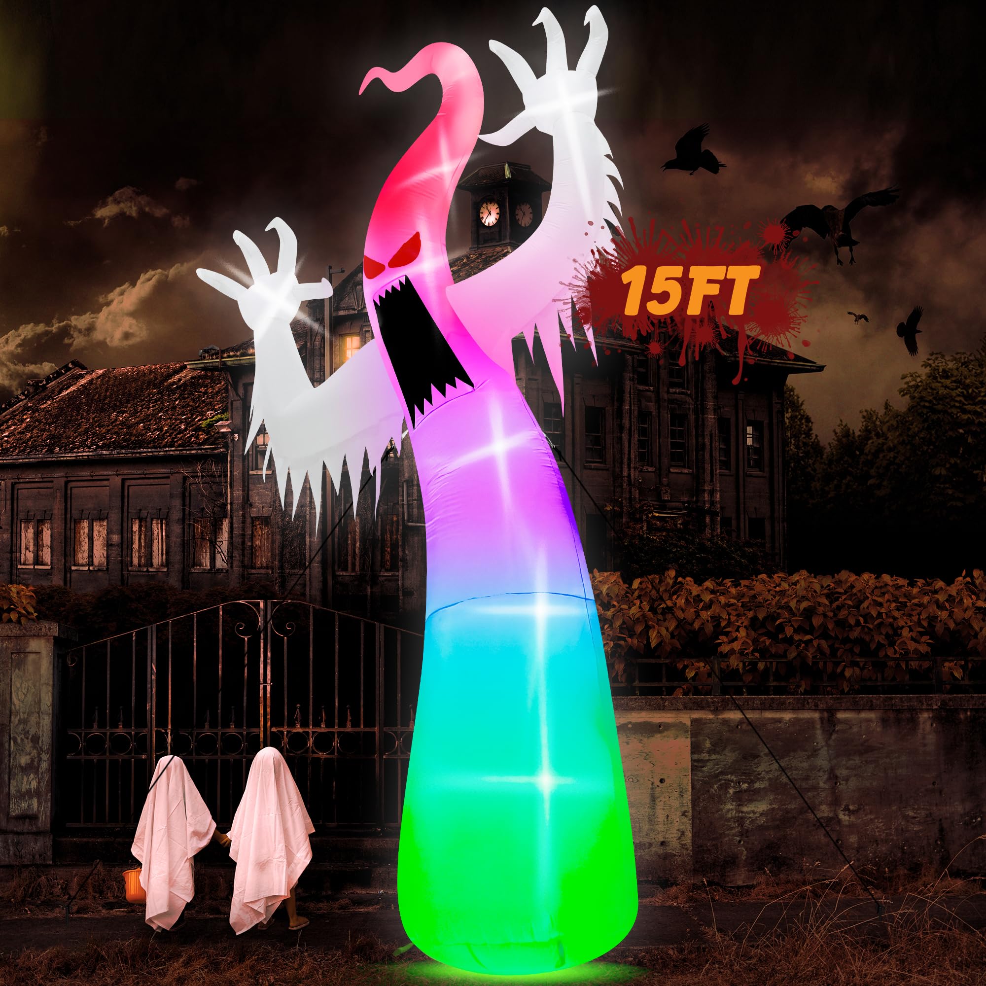 15 FT Halloween Outdoor Inflatables Decorations, Giant Scary Ghost ...
