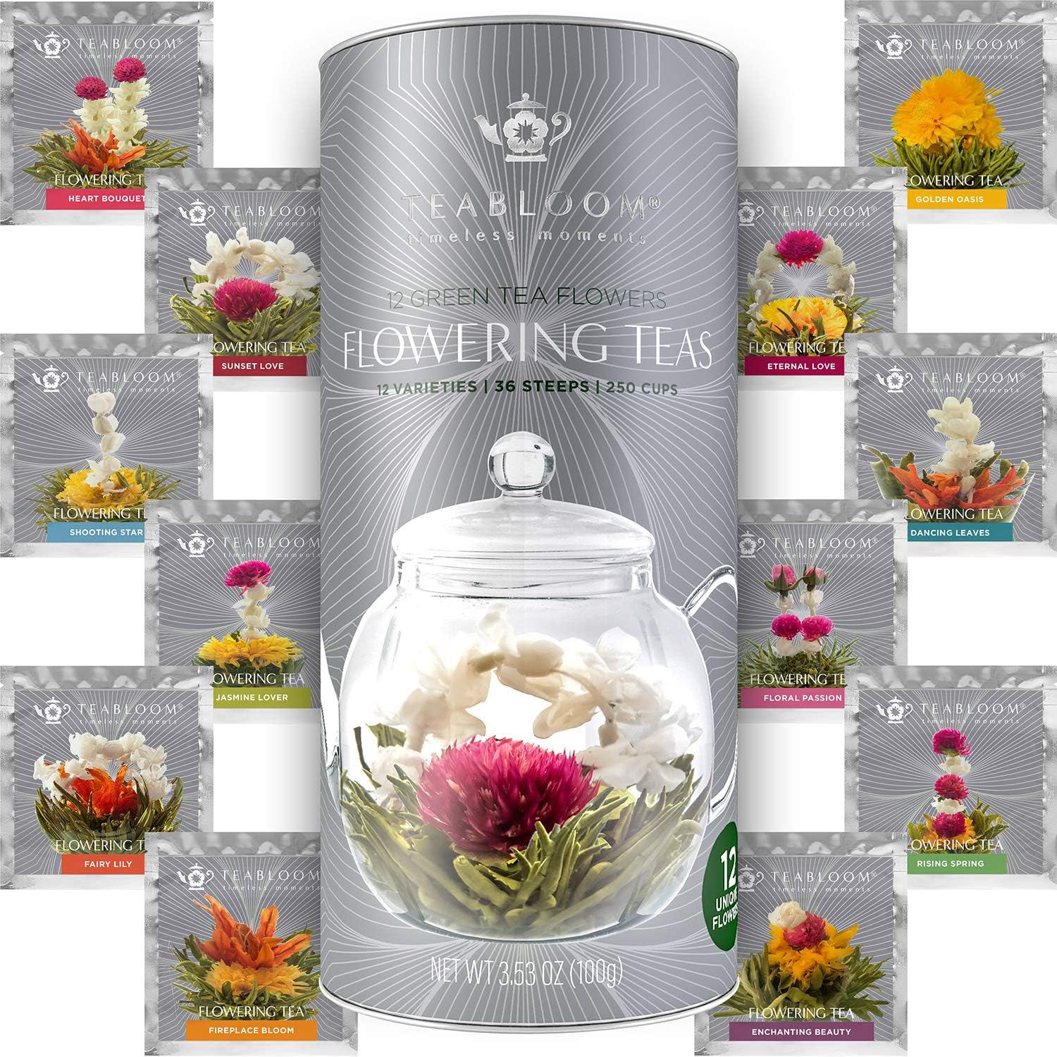 Amazon.com : Creano Tea Gift Set Blooming Tea in Cup Size - 8 pcs ...