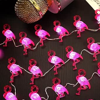 JASHIKA Vintage Pink Flamingo Bird Décor String Lights 10ft 30 LEDs ...