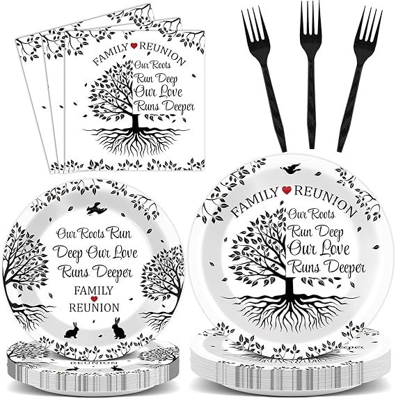 Amazon.com: 96 Pcs Family Reunion Birthday Party Plates and Napkins for ...