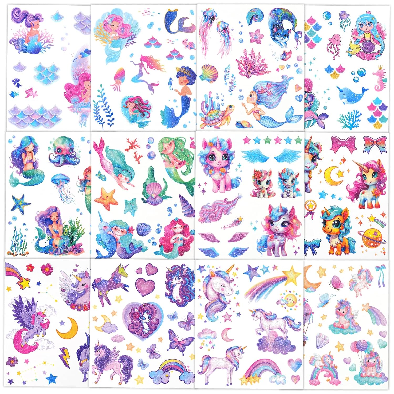 Amazon.com : Ozepao Glitter Temporary Tattoo for Girls, 12 Sheets ...
