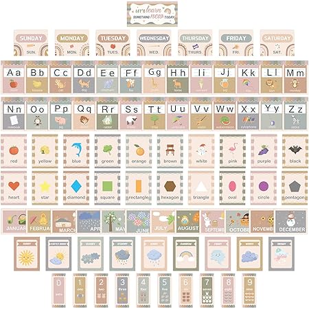 Amazon.com: 36Pcs Retro Classroom Alphabet Number Bulletin Board Set ...