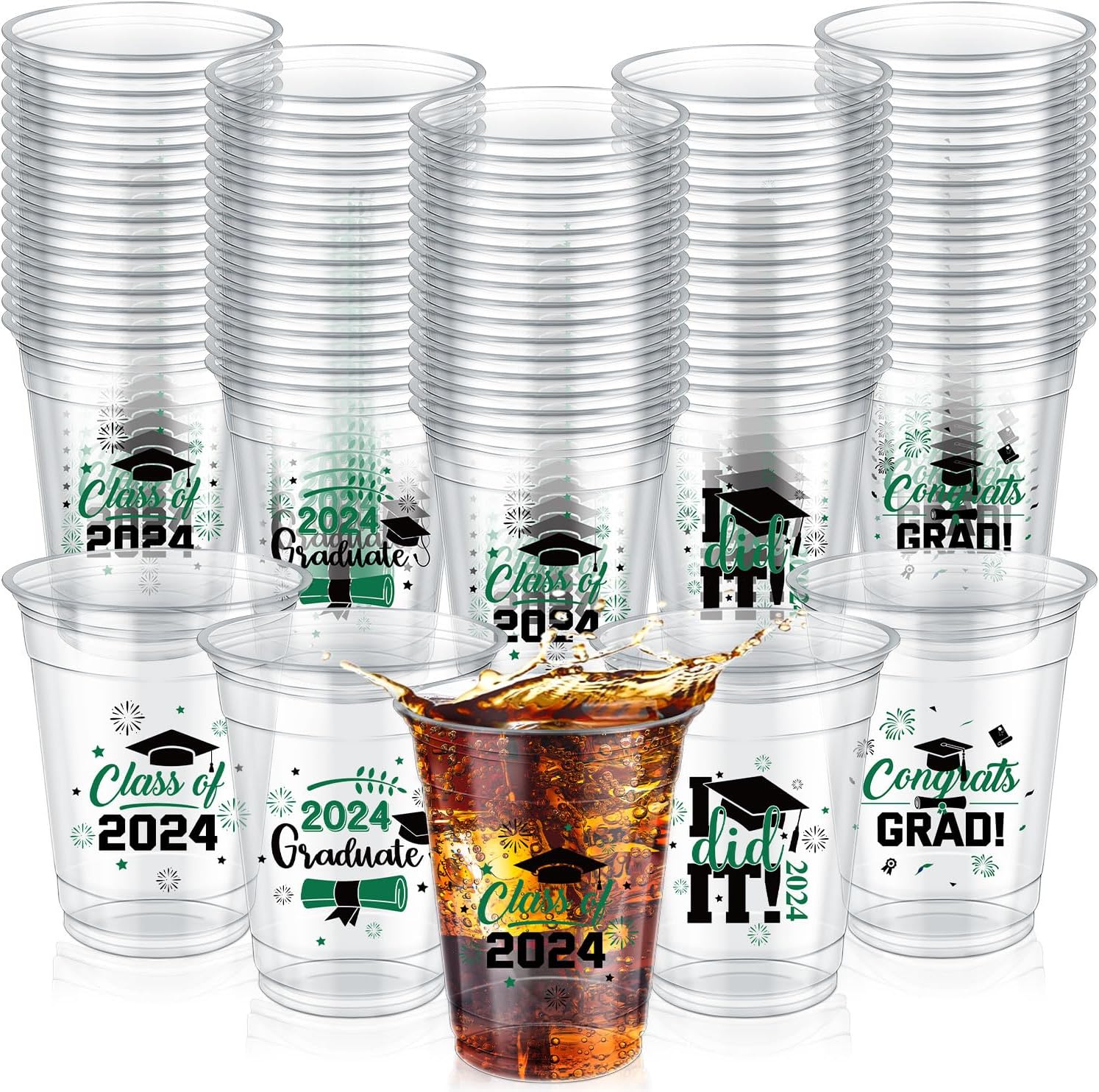 Amazon.com: Sawowkuya 100 PCS Class of 2024 Graduation Plastic Cups 12 ...