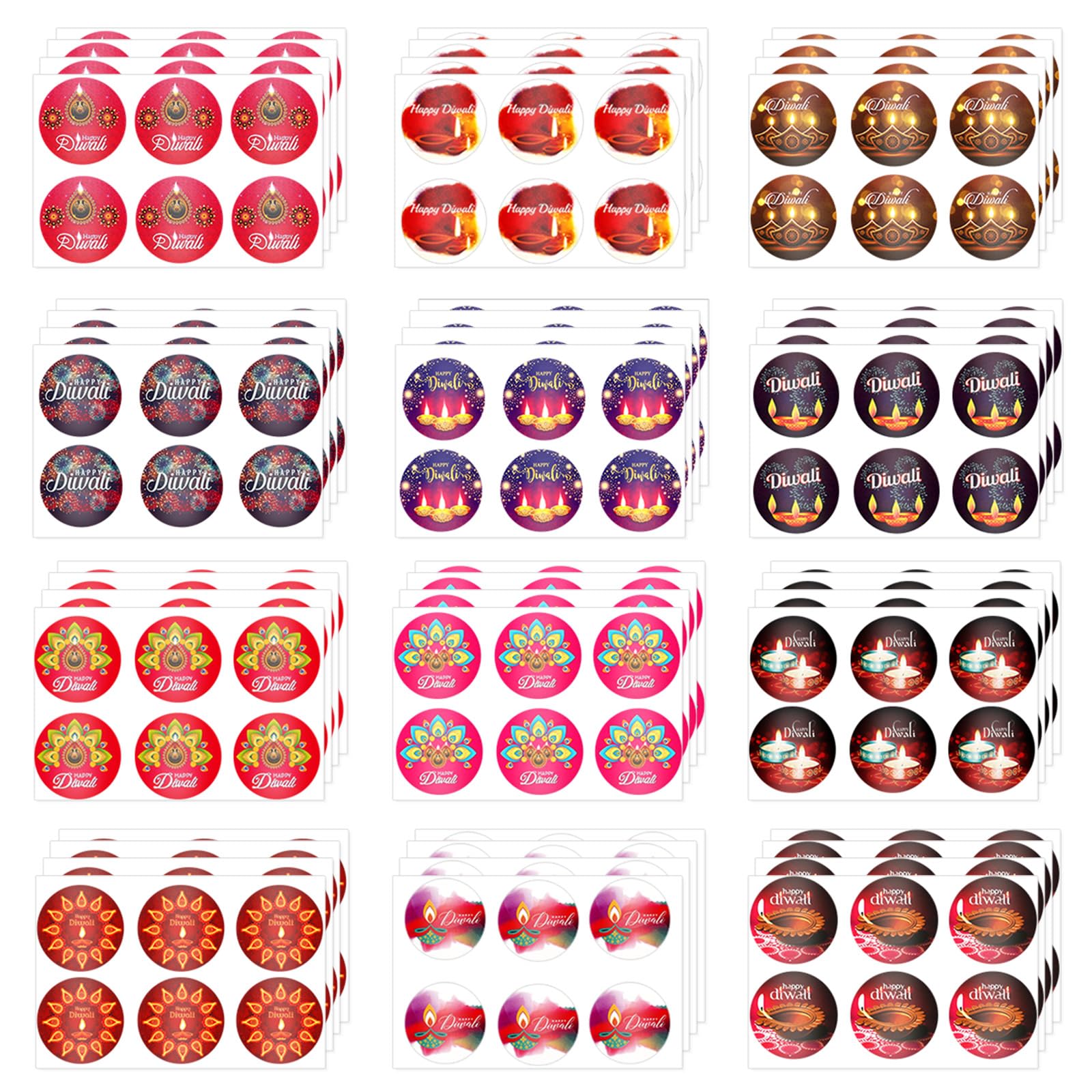 HOWAF 288 Happy Diwali Stickers Diwali Diyas Stickers Indian Diwali ...