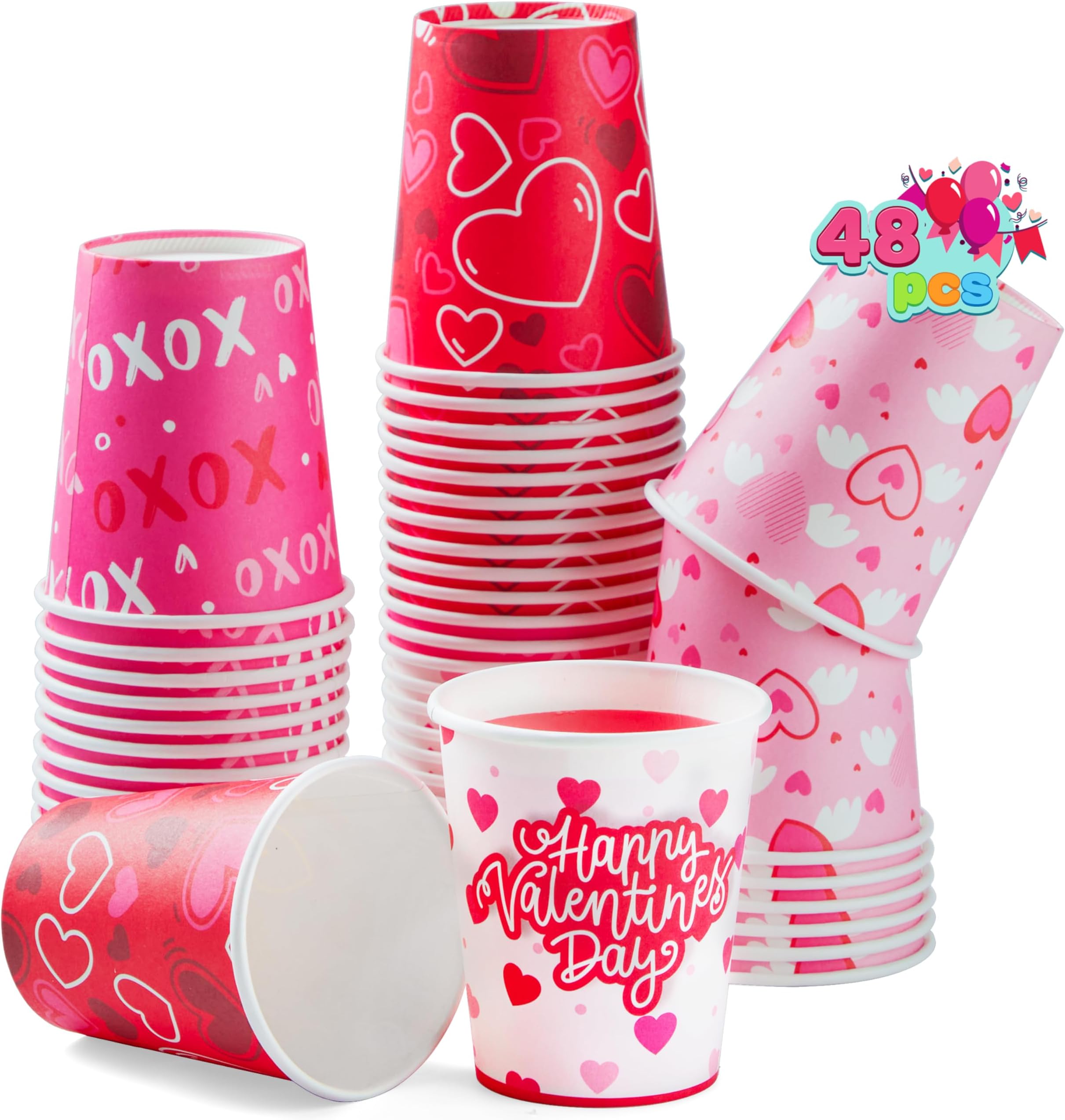Amazon.com: JOYIN 24pcs Valentine's Day Disposable Cups with Cup Sleeve ...