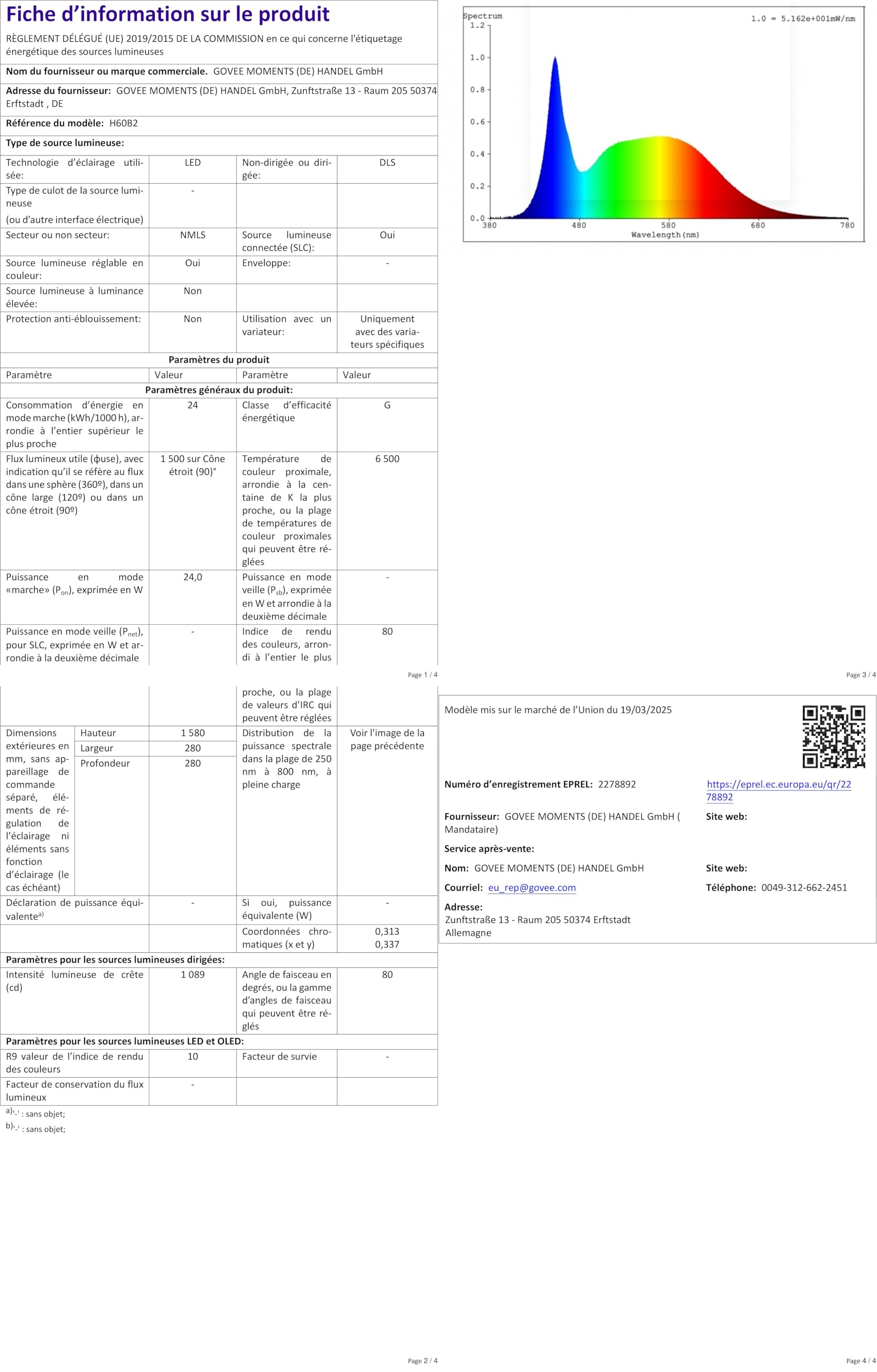 Govee Lampadaire LED RGBIC, Lampe sur Pied Salon Compatible avec Alexa ...