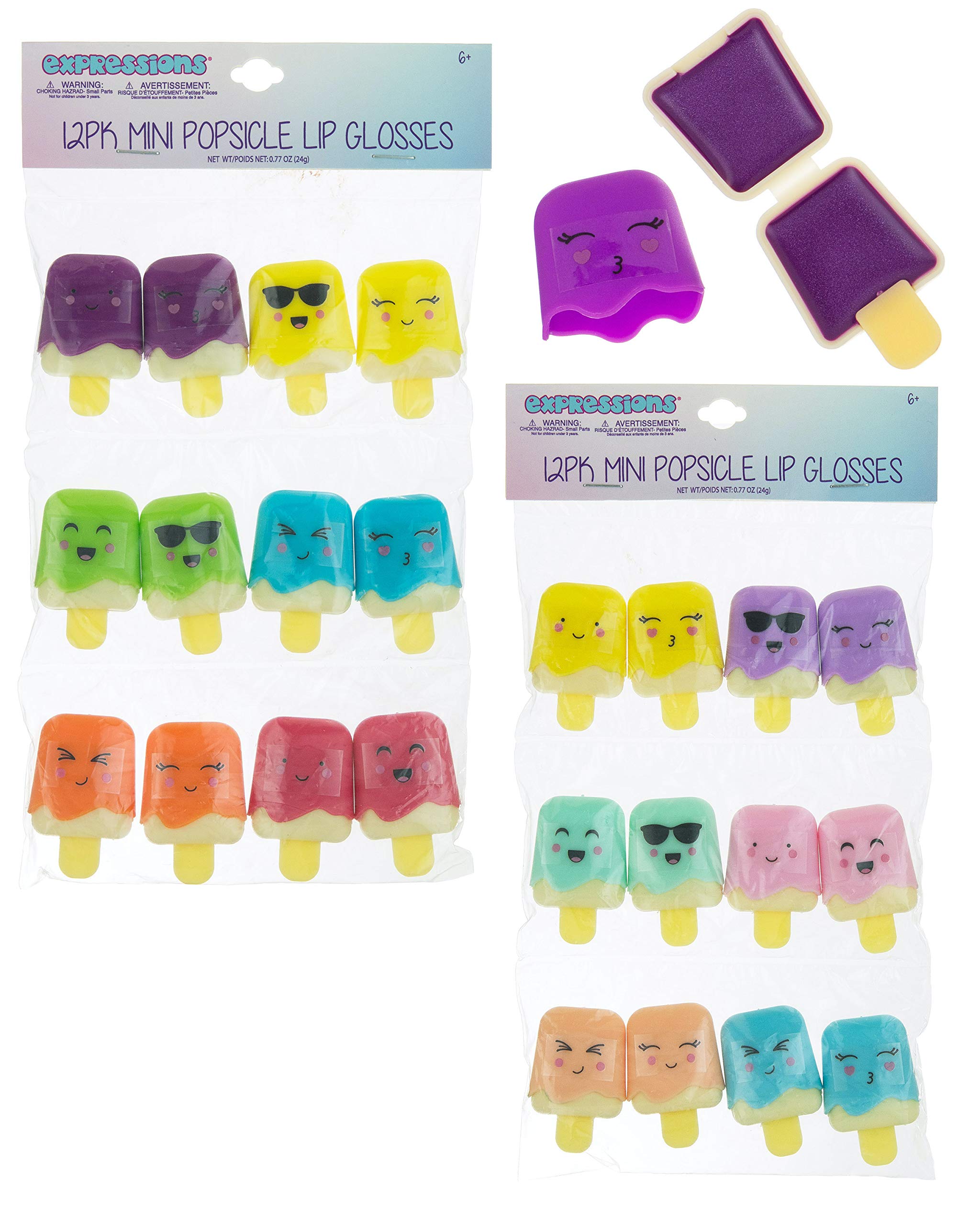 Buy Expressions Girls Mini Popsicle Kids Lip Gloss Set, 12-Piece Mini ...