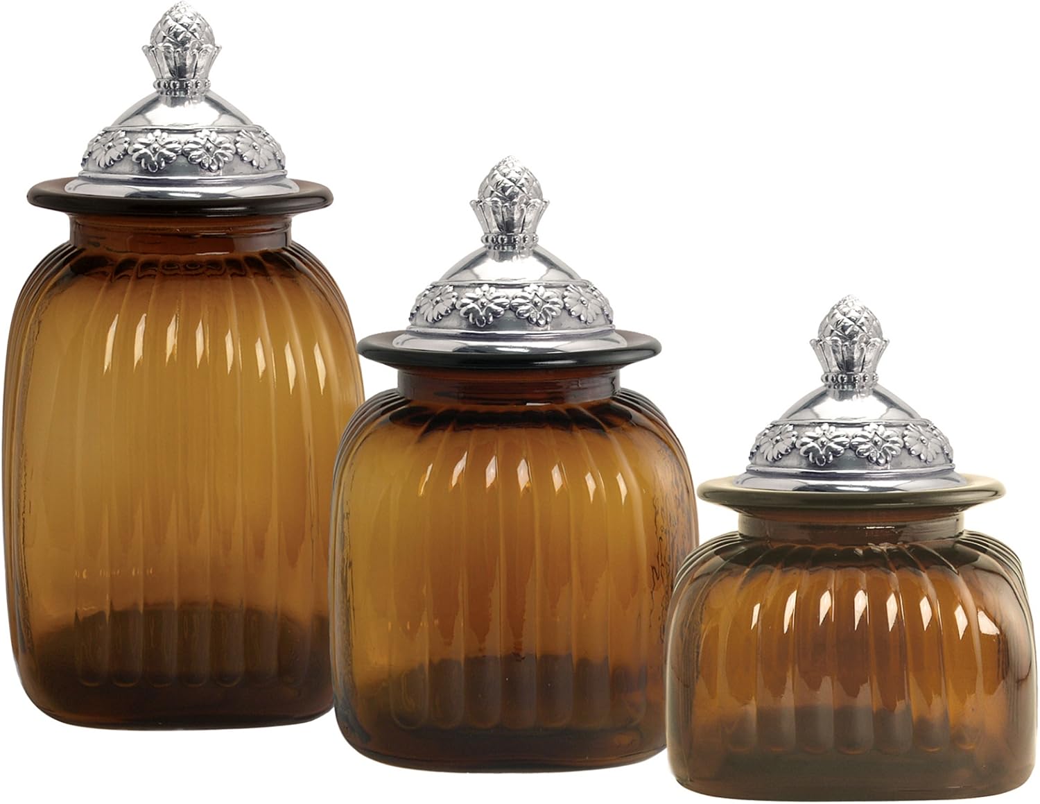 Amber Kitchen Brown Glass Canister Set of 3 : Amazon.ca: Home