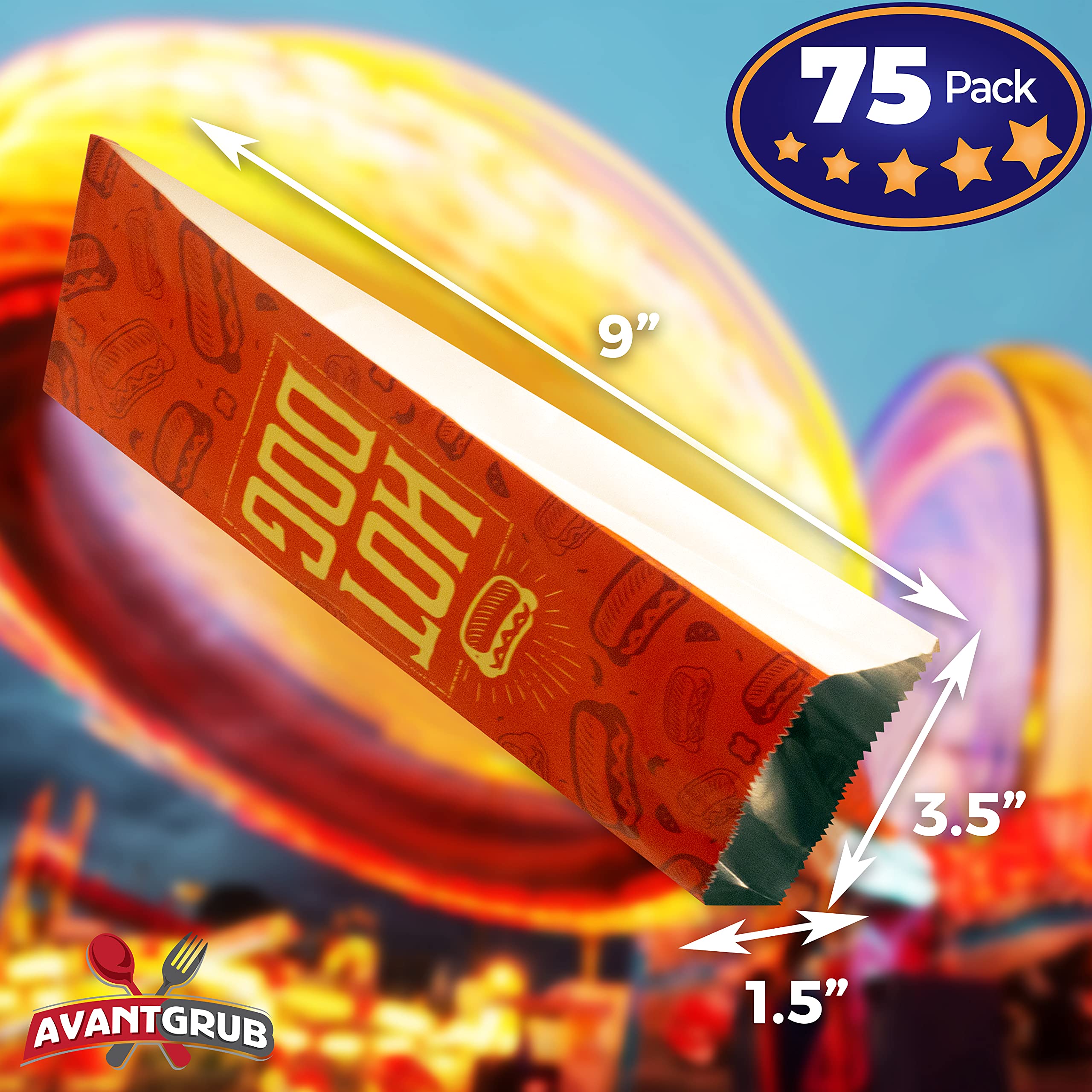 Grease-Proof, Warming Foil Hotdog Wrapper Bags 75pk. Classic Hotdog ...