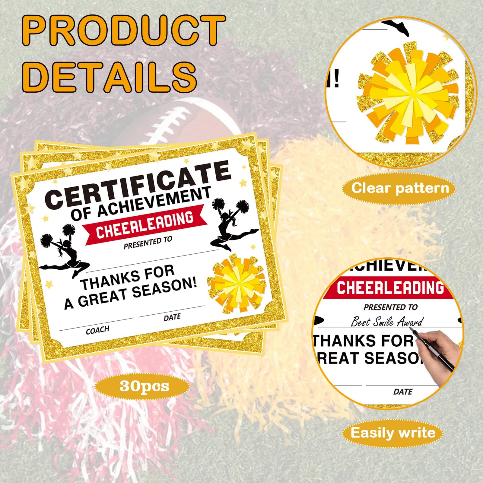 Snapklik.com : 30 Cheerleading Achievement Award Certificates Childrens ...