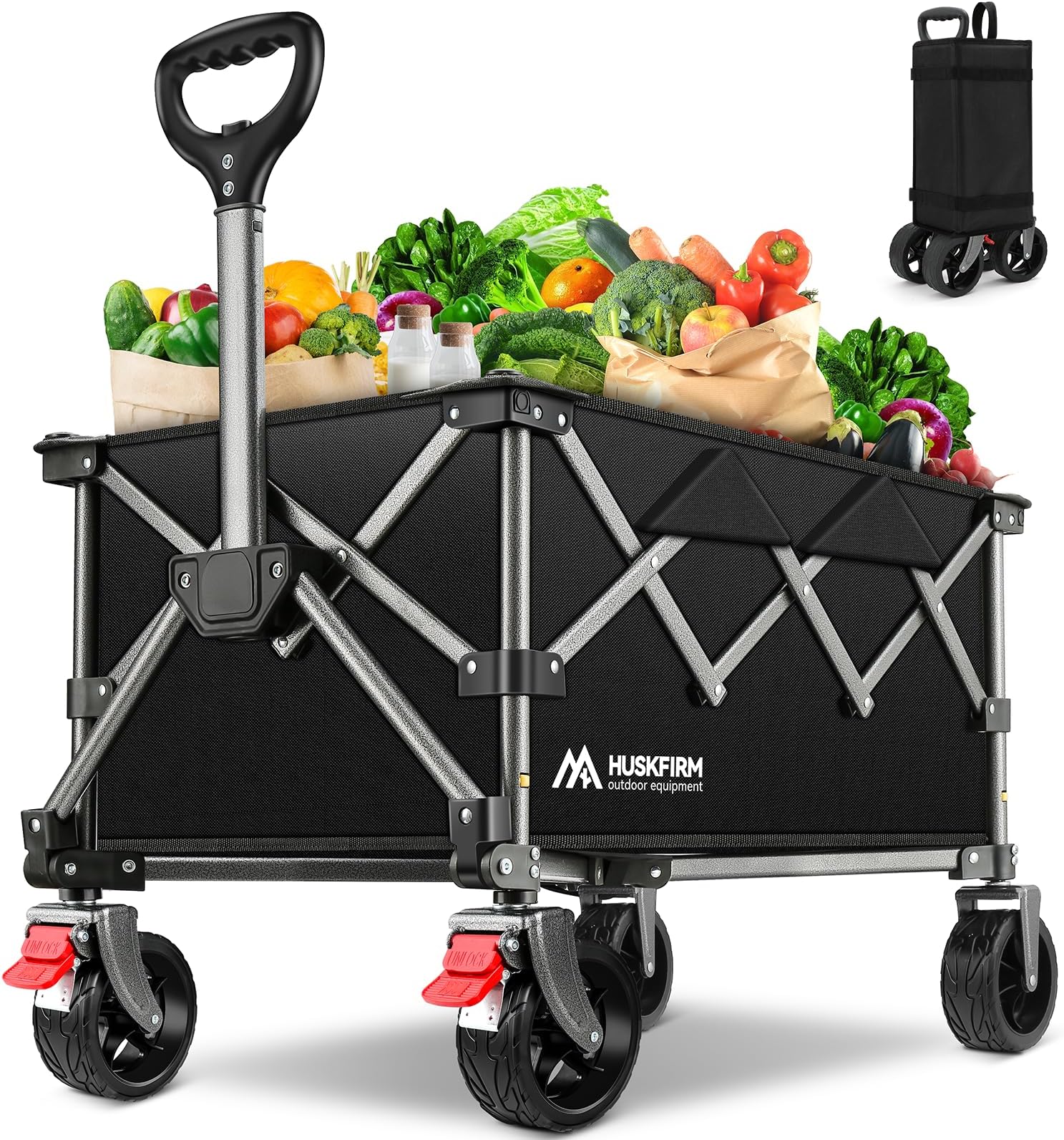 Amazon.com: Huskfirm Collapsible Wagon Cart with Wheels Foldable ...