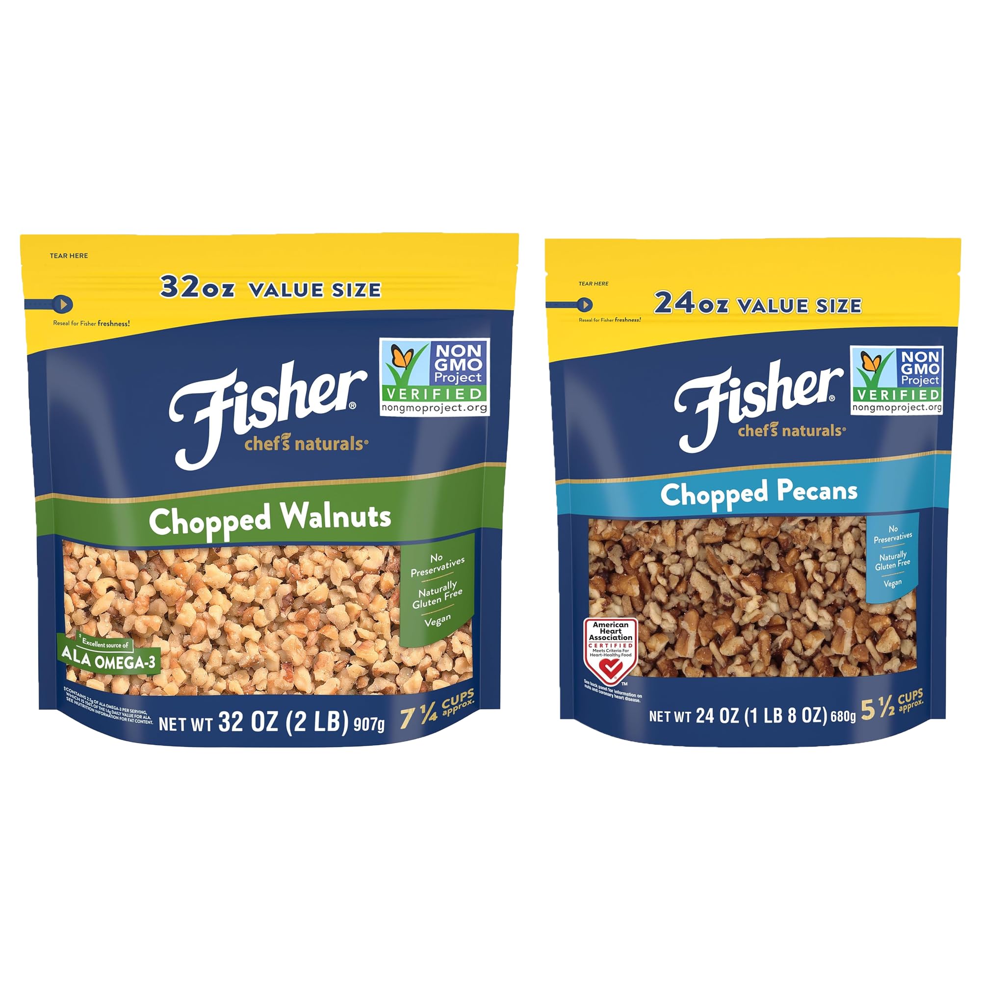Amazon.com : Fisher Chef's Naturals Chopped Walnuts 2lb (1 Pack ...