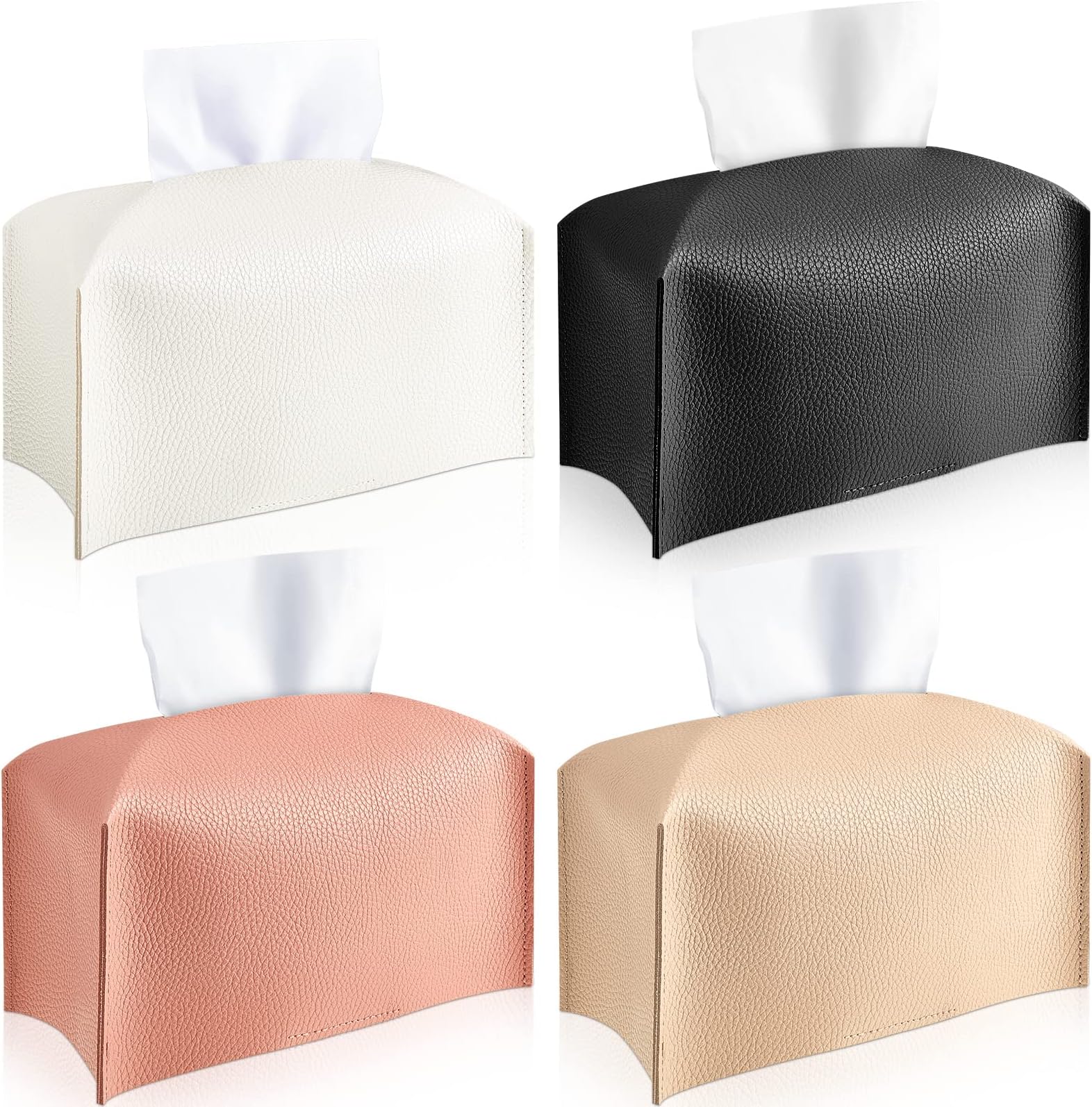 Amazon.com: 4-Packs Leather Tissue Boxs Cover and Table Trays Set ...