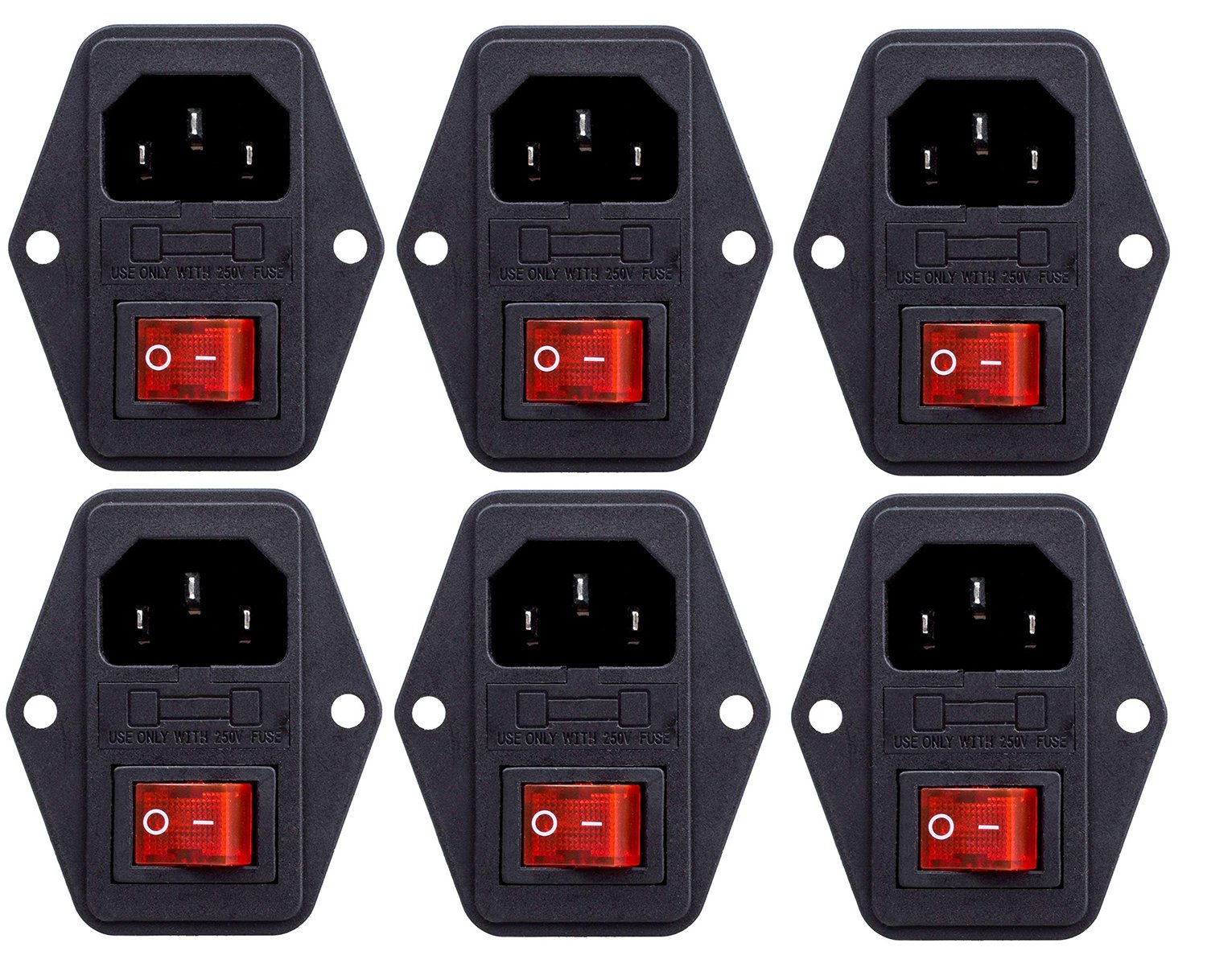 Amazon.com: YXQ 3Pin IEC320 C14 Inlet Module Plug 5A Fuse Red Switch ...