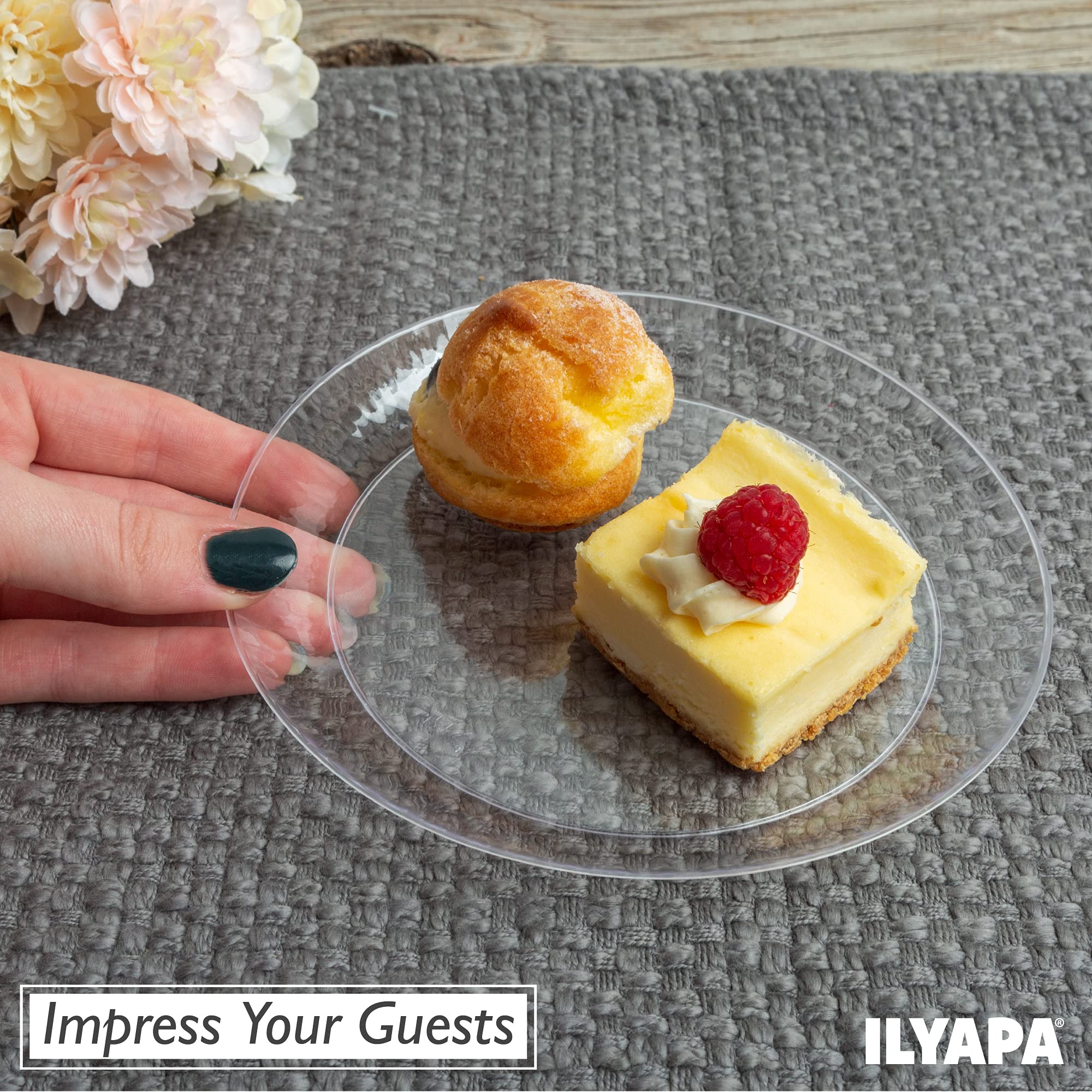 Snapklik.com : 100 Pack 7 Inch Disposable Dessert Plates, Plastic Clear ...