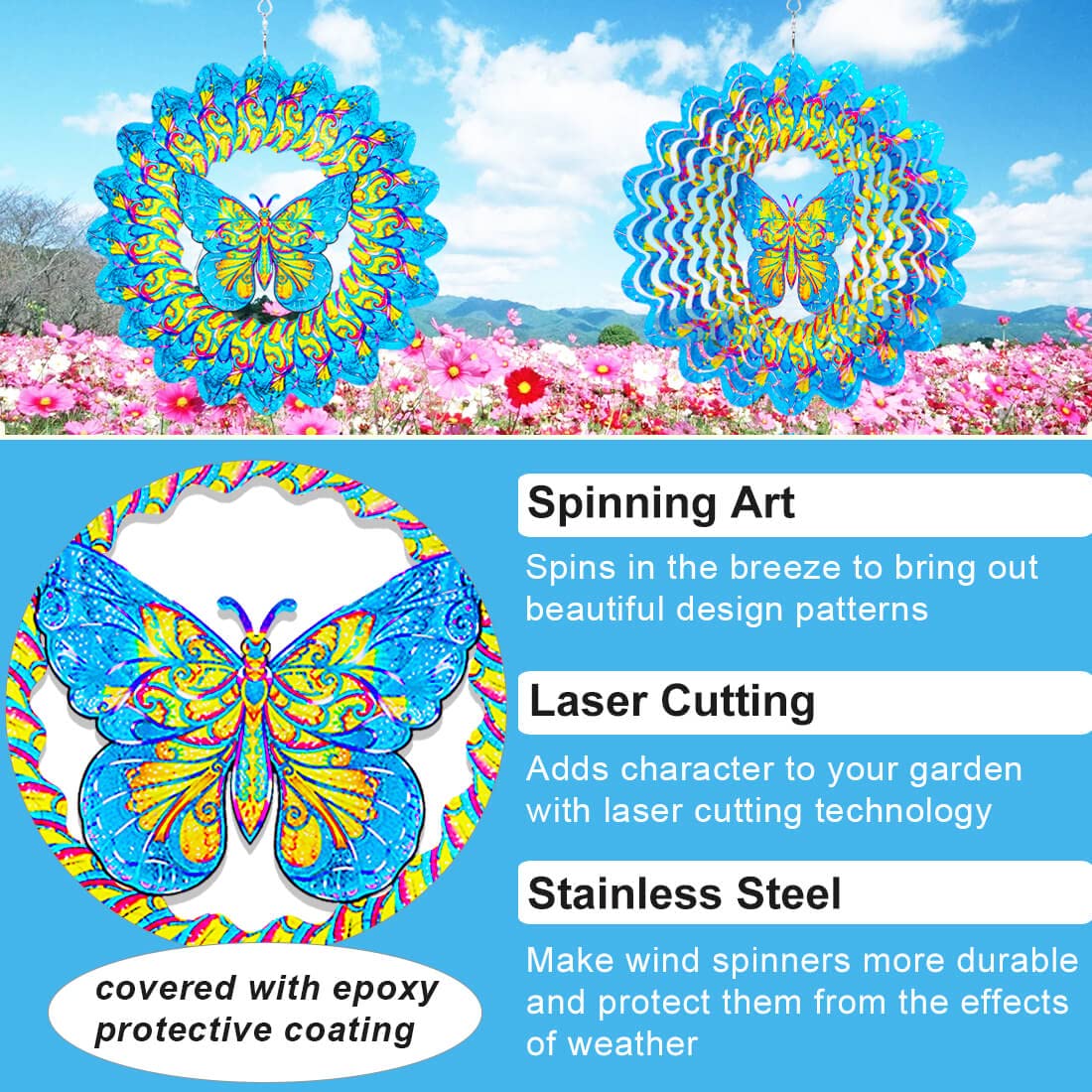 Snapklik.com : Butterfly Wind Spinners For Yard And Garden, 3D Spinning ...
