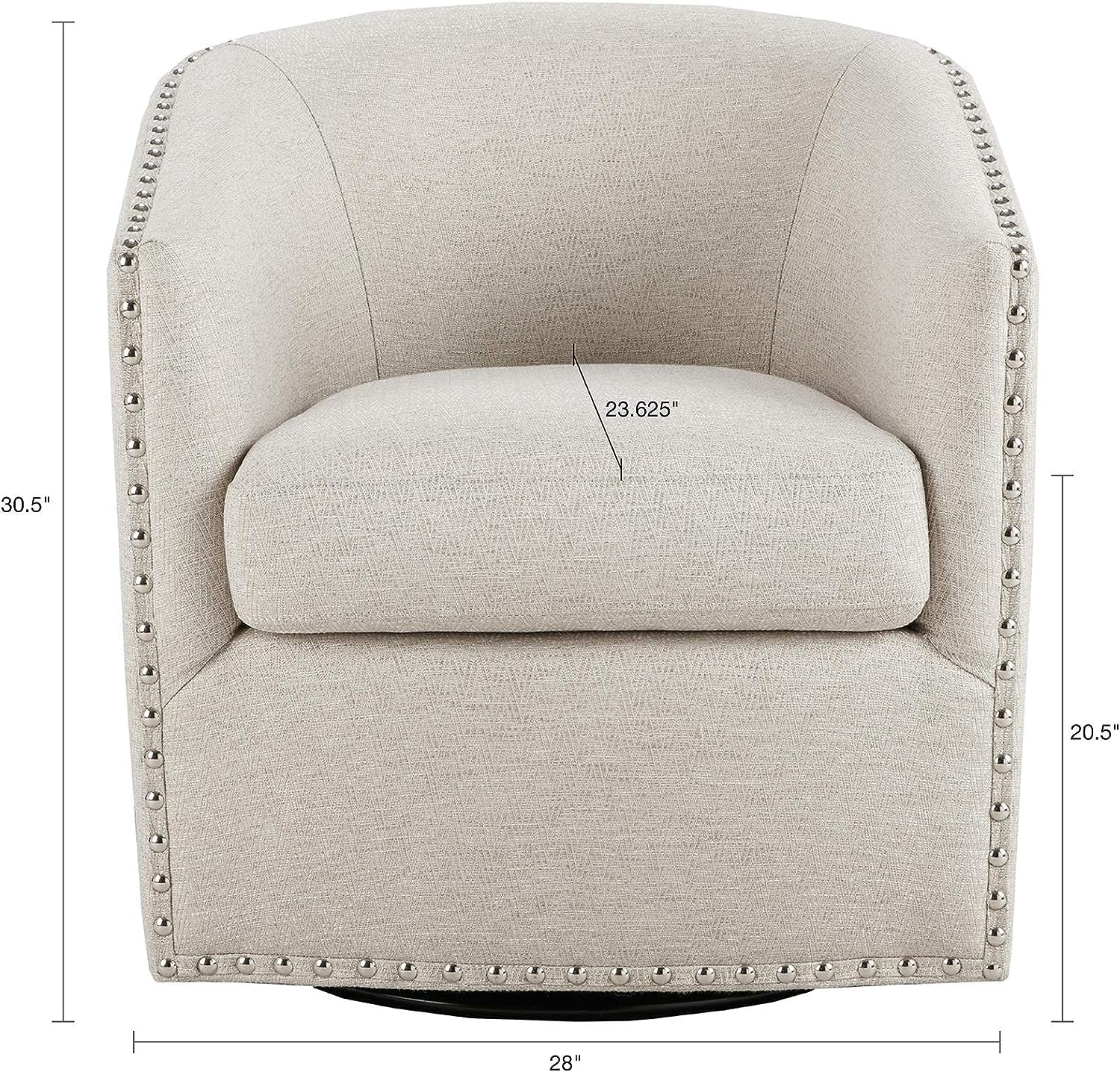 Madison Park Tyler Swivel Chair - Solid Wood, Plywood, Metal Base ...