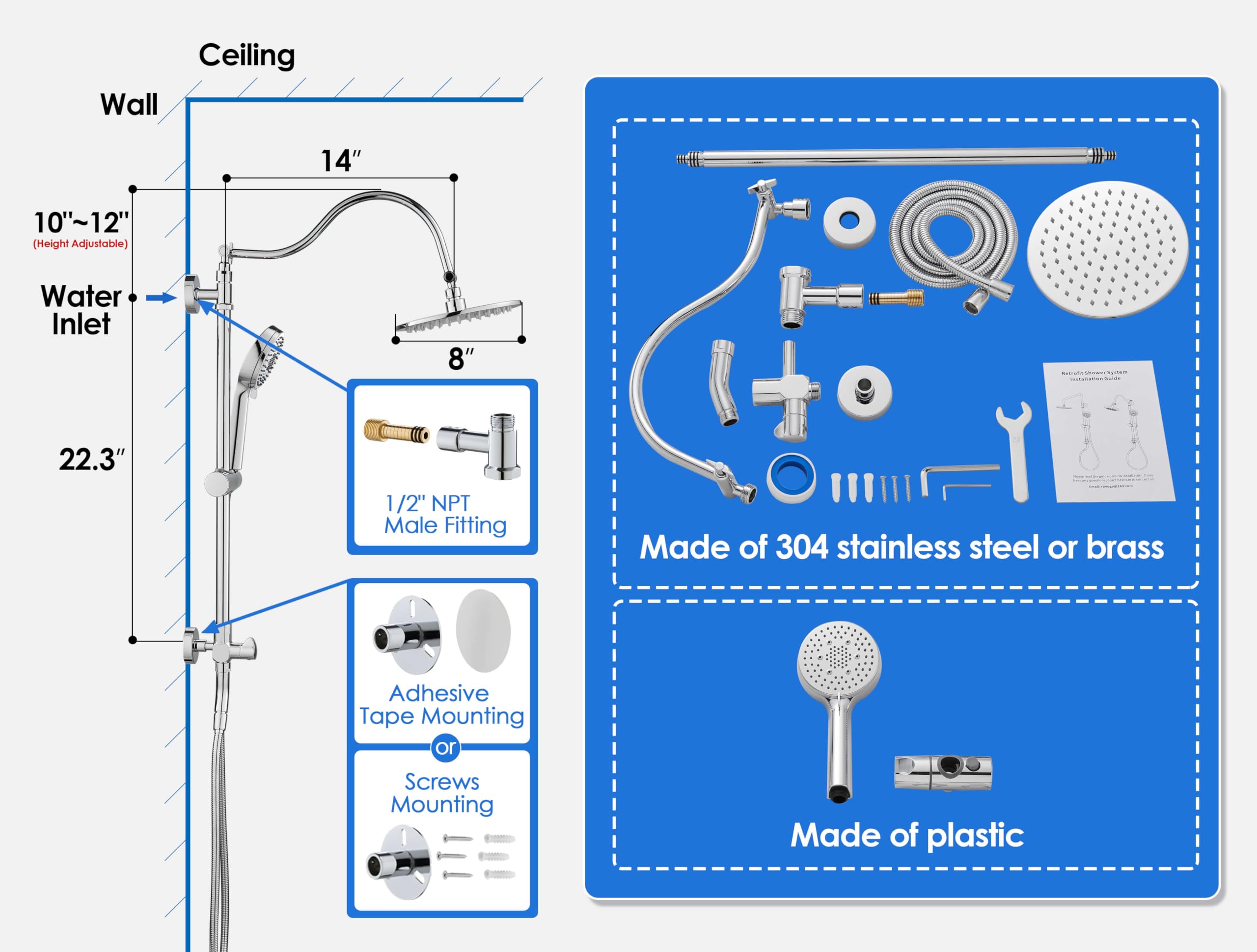 Snapklik.com : ROVOGO Retrofit Shower System