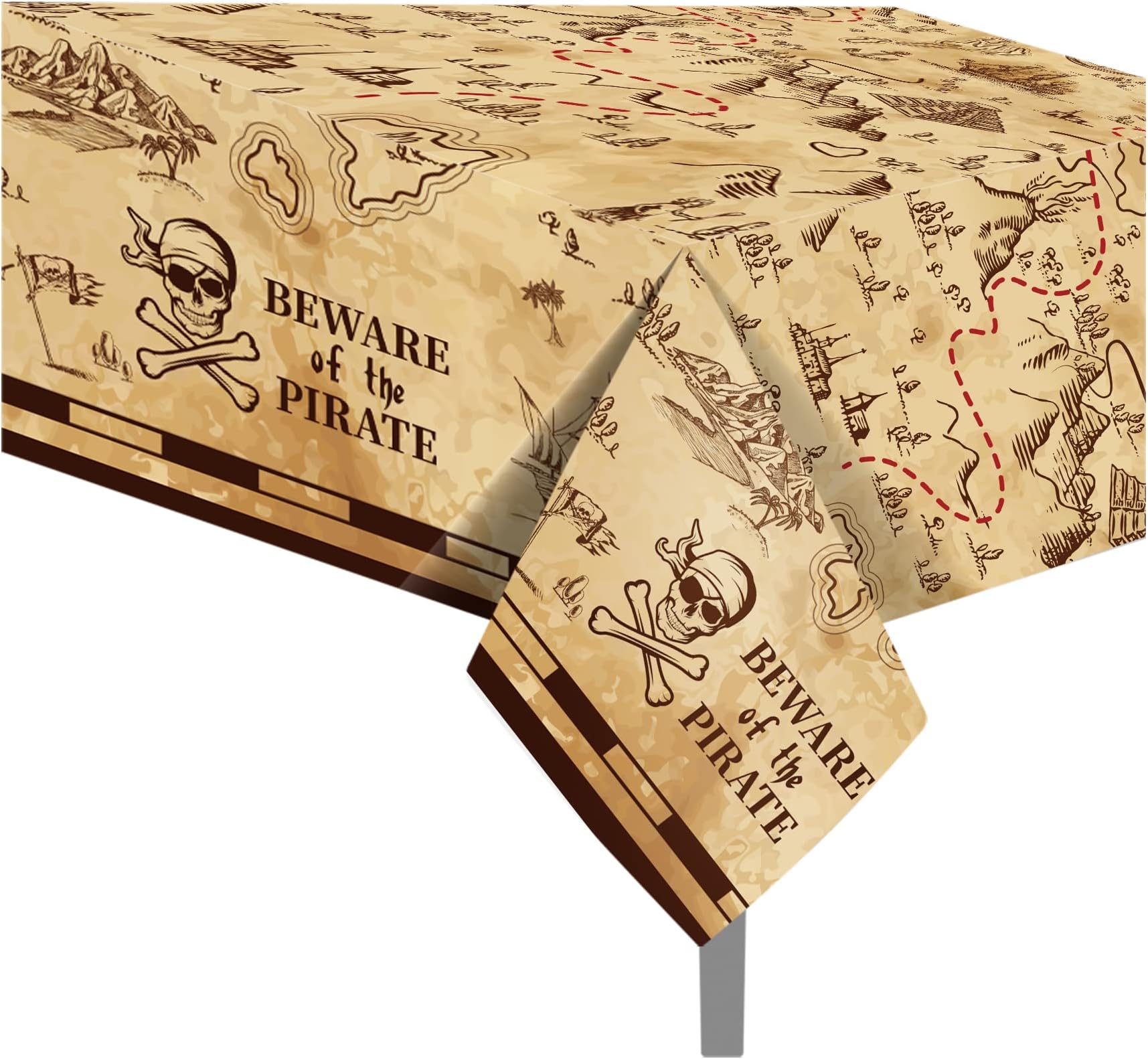 Amazon.com: AOYEGO Treasure Map Table Cloths Rectangle Pirate Skull ...