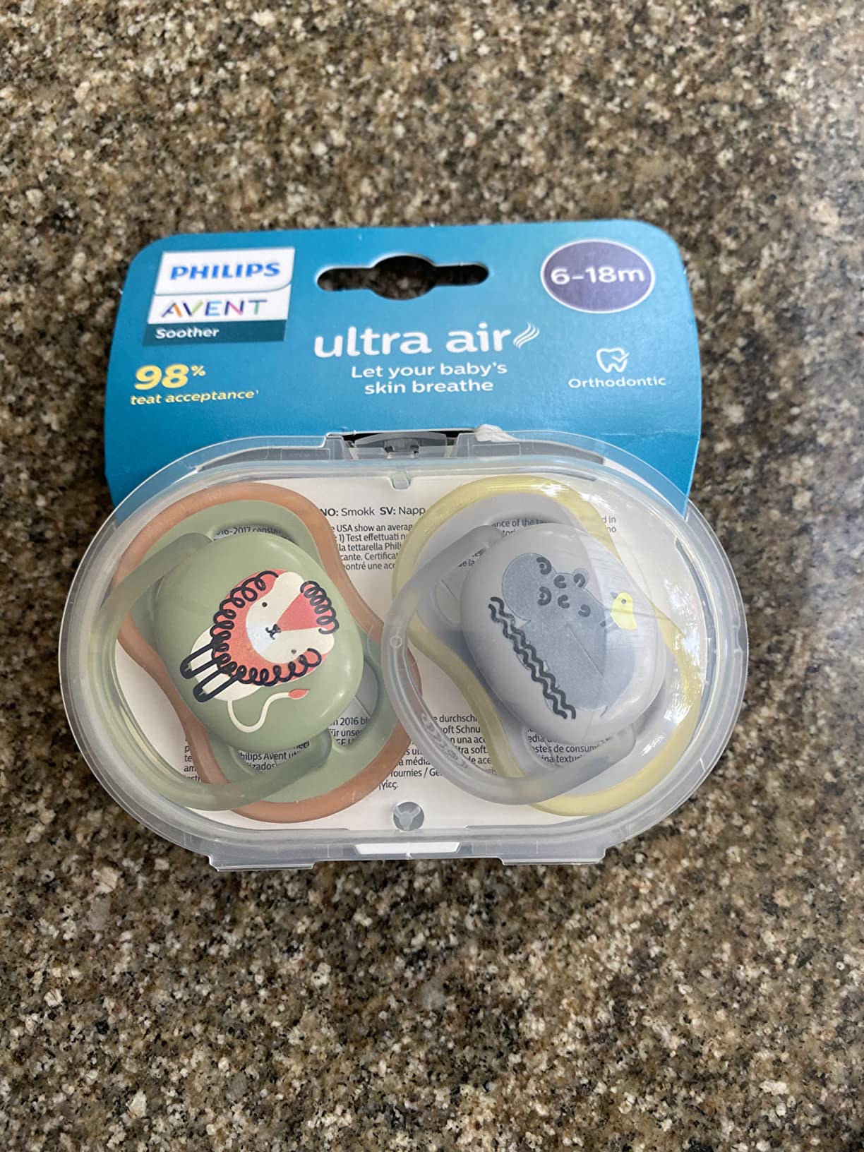 Buy Philips Avent Orthodontic Pacifier, 6-18 Months, Animal Design ...