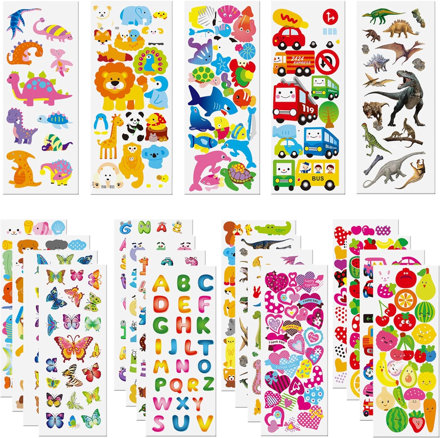 Amazon.com: 3D Puffy Stickers for Kids, 24 Sheets 500+ Animal Dinosaur ...
