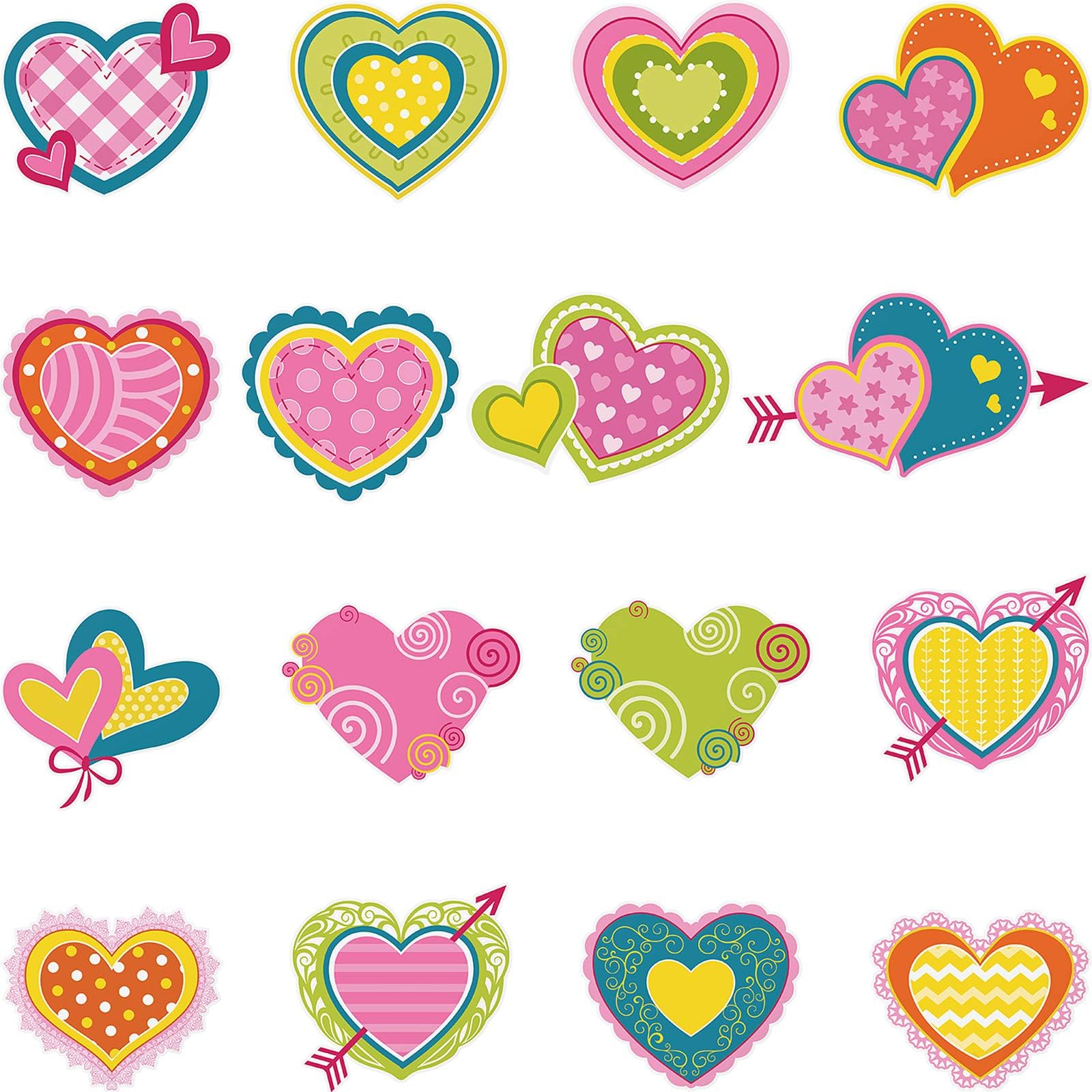 Amazon.com: Quera 60pcs Heart Cut-Outs Accents Colorful Valentine's Day ...