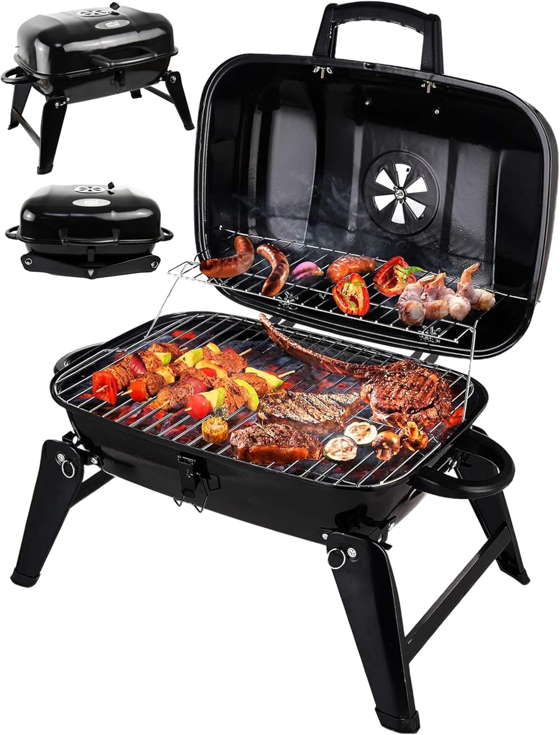 Amazon.com: Grill Trade Portable Charcoal Grill - Mini BBQ Grill ...