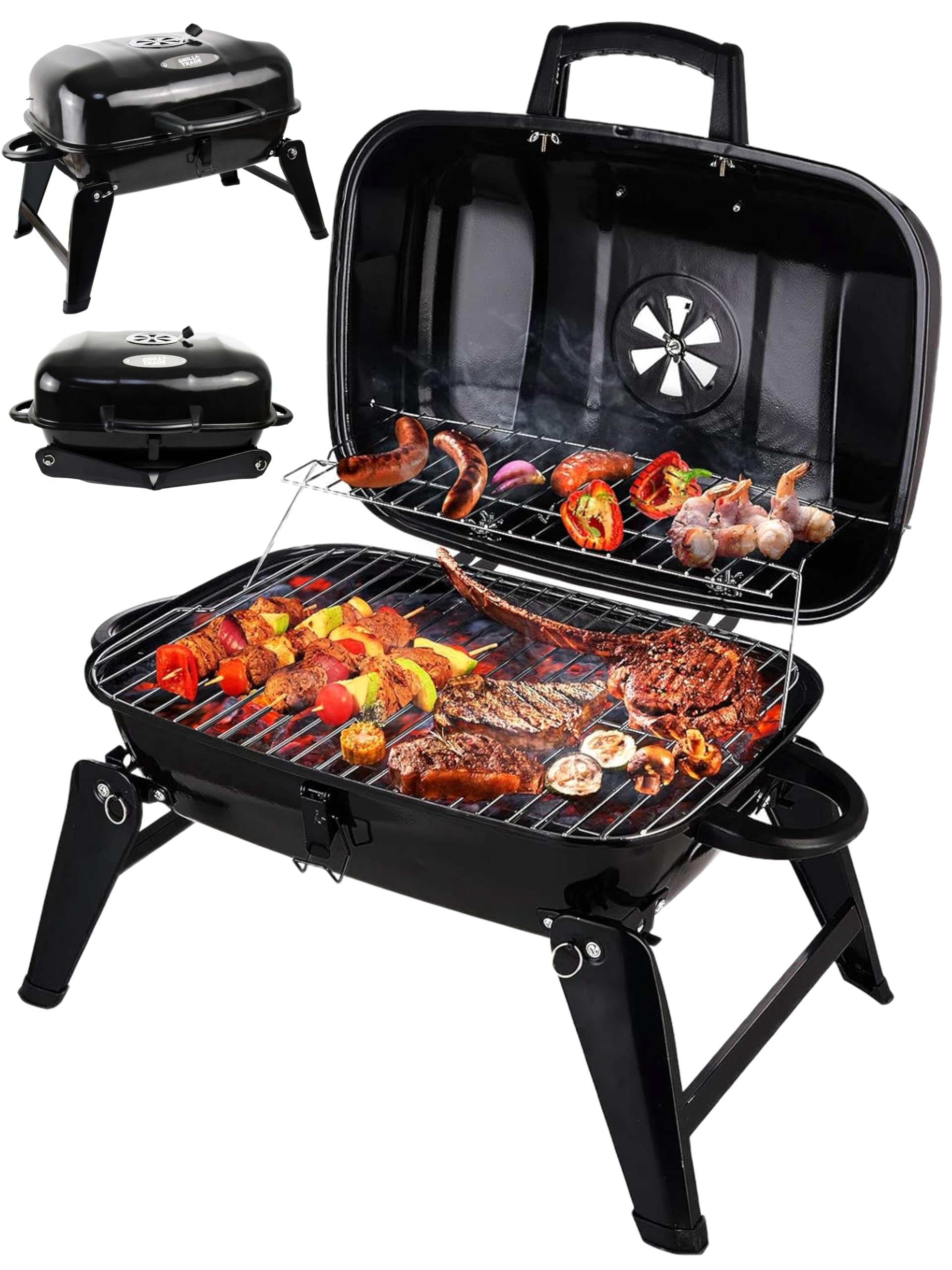 Amazon.com: Grill Trade Portable Charcoal Grill - Mini BBQ Grill ...