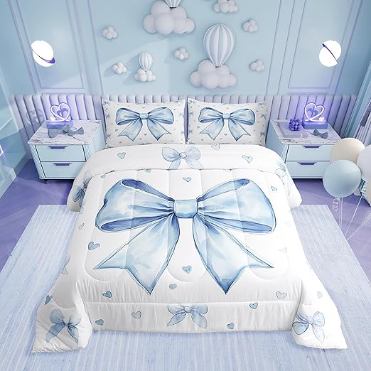Erosebridal Cute Blue Bowknot Bedding Set Full for Kids Girls Teen ...