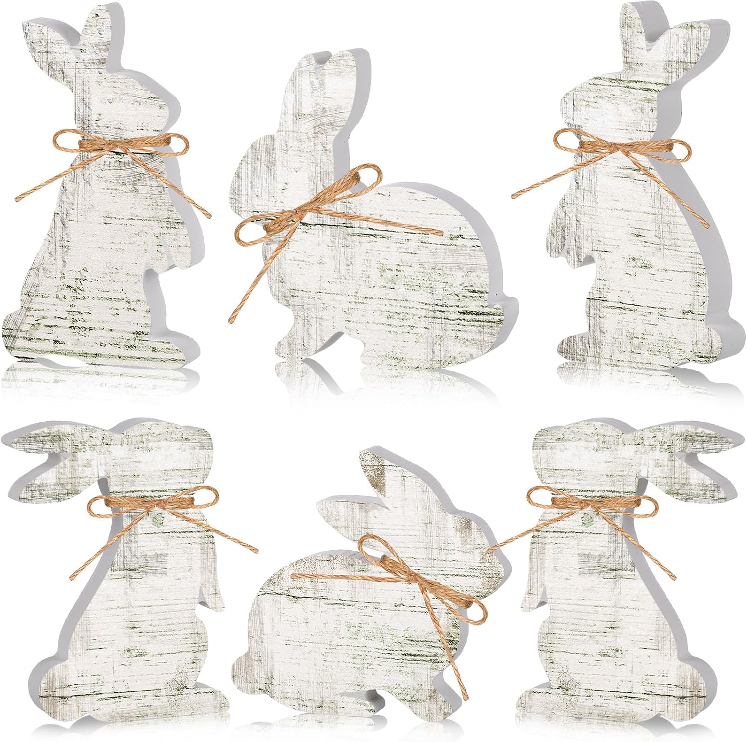 Amazon.com: Bememo 6 Pcs Easter Bunny Table Wooden Sign Decorations ...