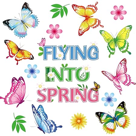 Amazon.com: Whaline 47Pcs Hello Spring Cut-Outs Spring Floral Cut Outs ...