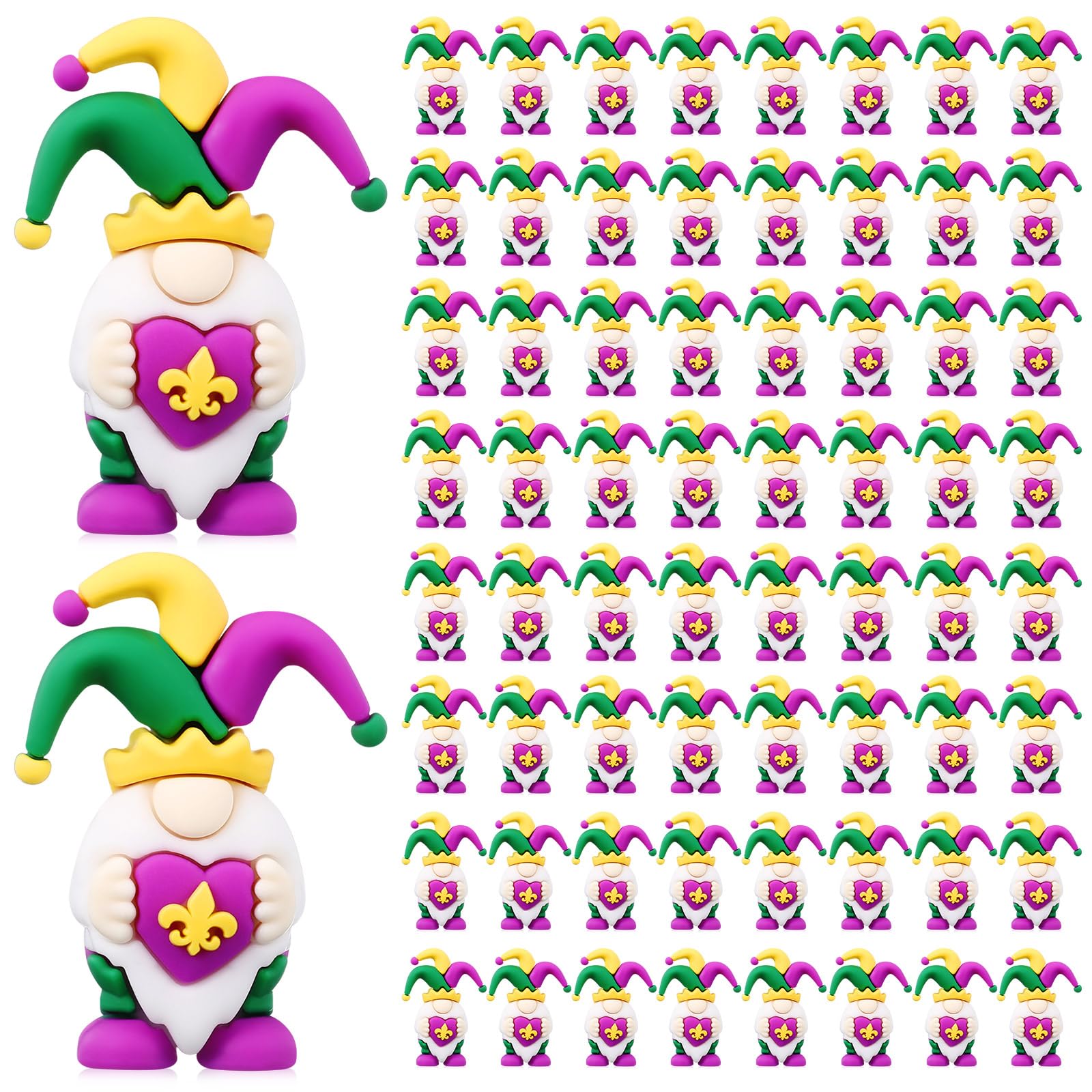 Amazon.com: Halloscume 50 Pcs Mini Mardi Gras Gnomes Figurines ...