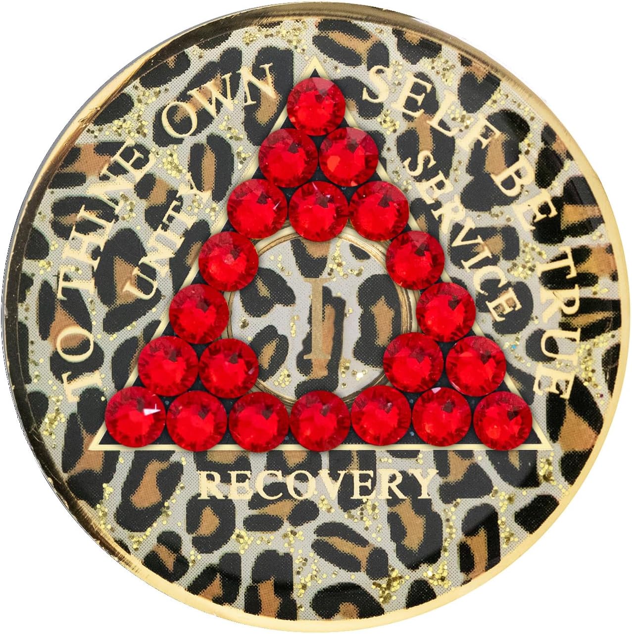 Amazon.com: Recovery Mint Sobriety Chip AA Red Bling Leopard Triplate ...
