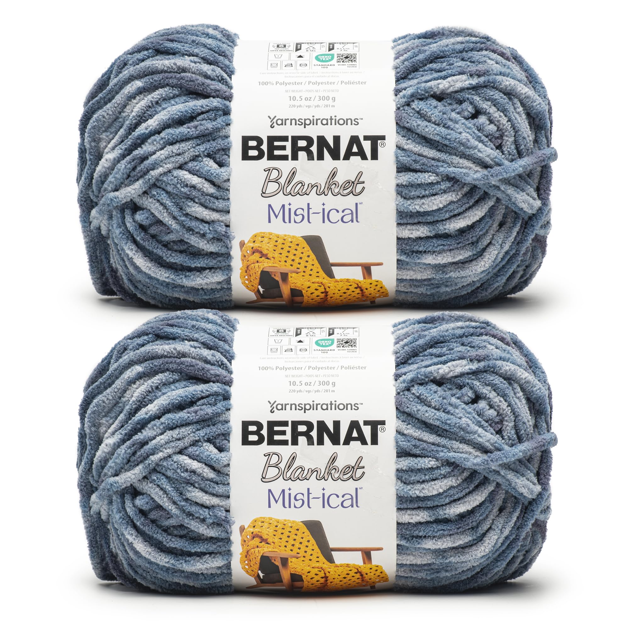 Amazon.com: Bernat Blanket Mist-ical Storm Blue 2 Pack of 300g Yarn