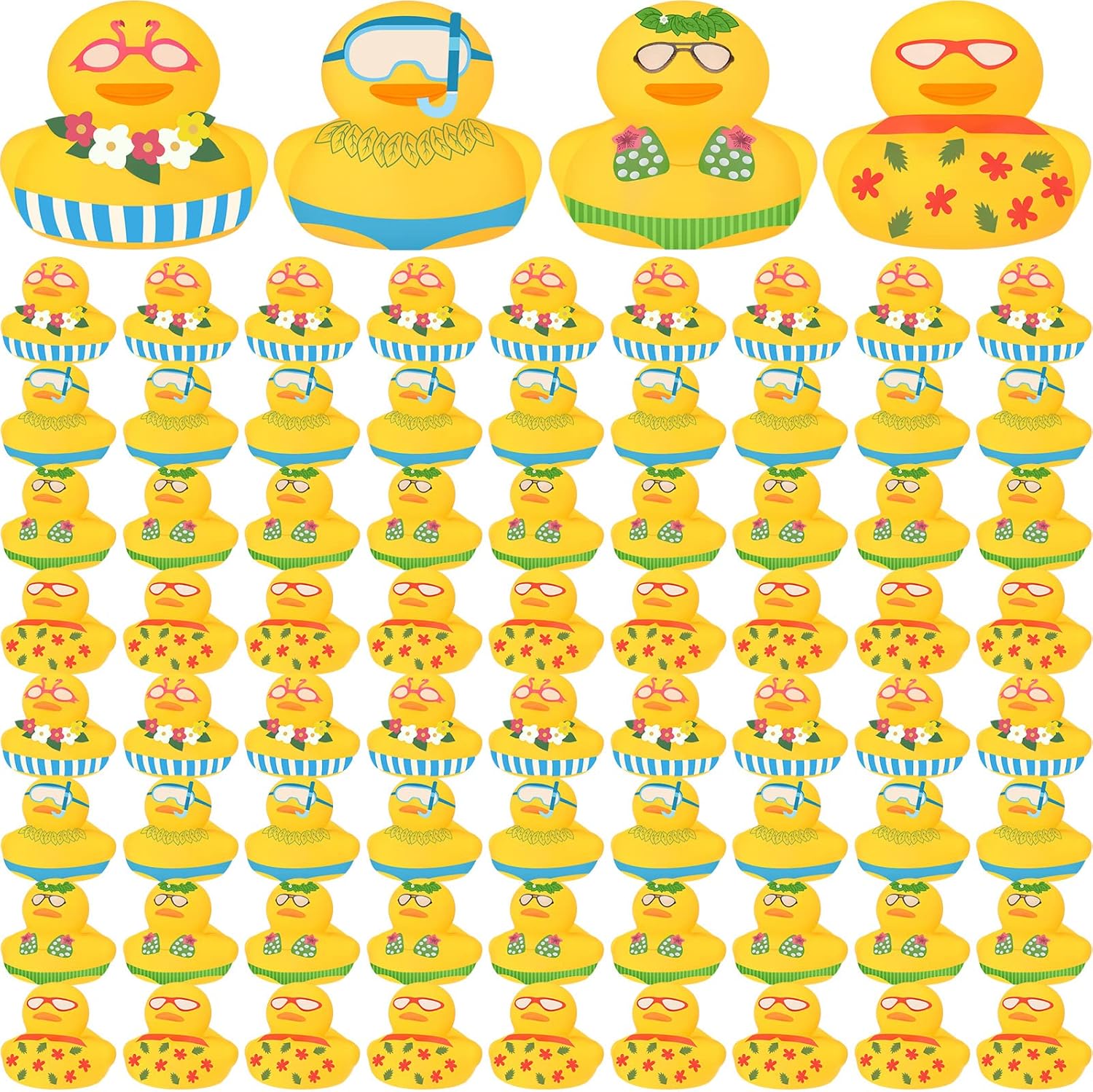 Amazon.com: Honoson Summer Rubber Ducks Hawaiian Rubber Duckies 2 Inch ...