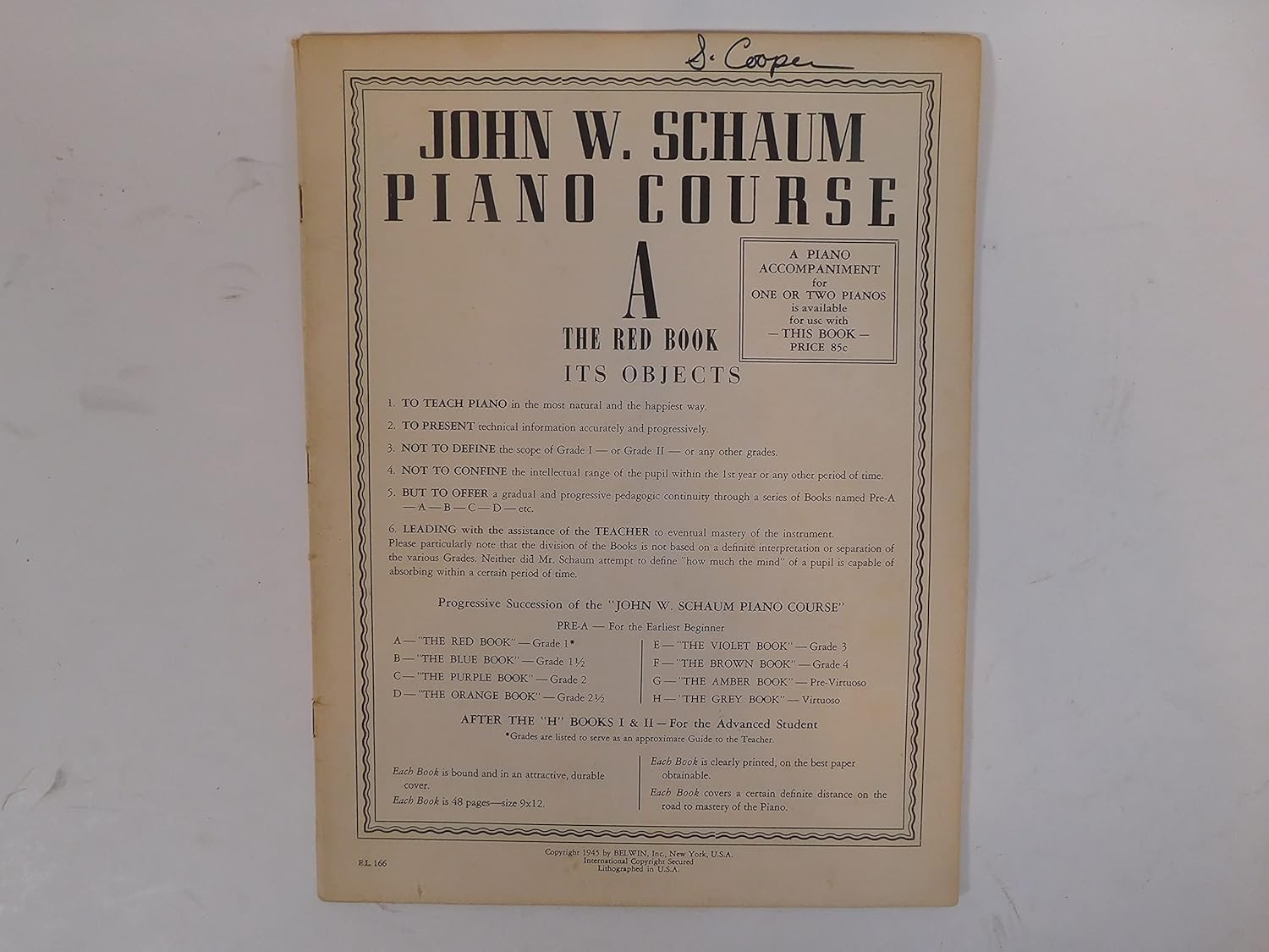 Piano Course, the Red Book A: John W. Schaum: Amazon.com: Books