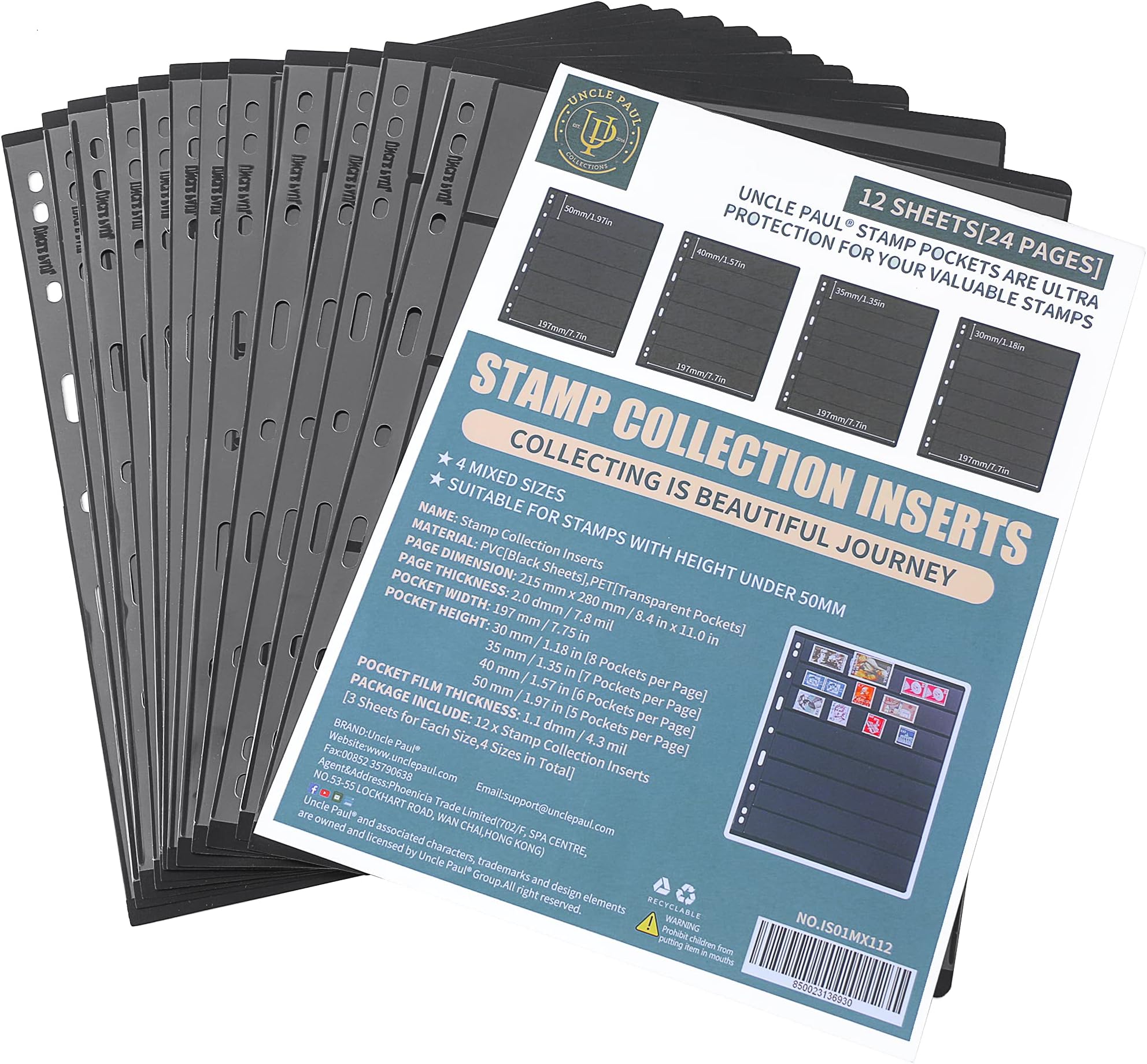 Amazon.com: Elsjoy 20 Sheets 40 Pages Stamp Album Pages, 9-Hole Stamp ...