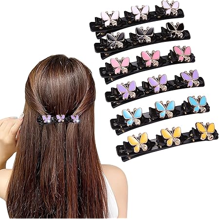 Amazon.com : 4 PCS Sparkling Crystal Stone Braided Hair Clips ...