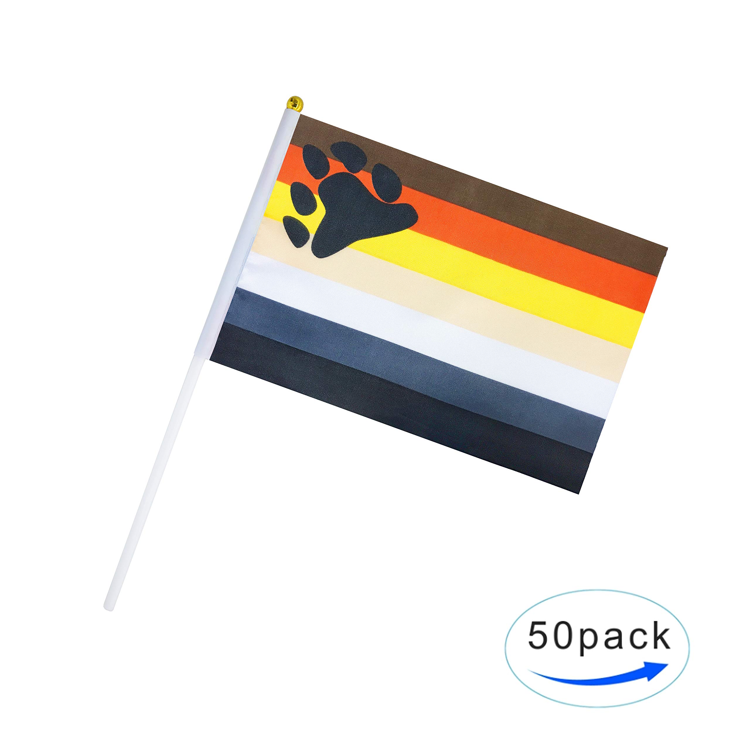LoveVC 50 Pack Male Bear Gay Pride Flag Small Mini LGBT Rainbow Stick ...