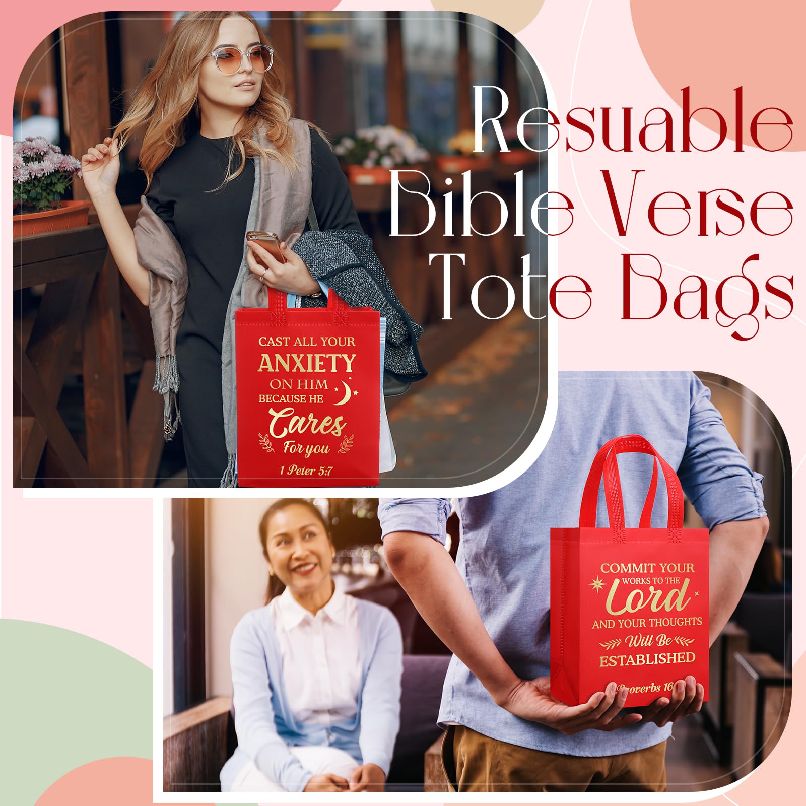 Snapklik.com : Talltalk 50 Pcs Christian Gift Bag Bulk Reusable Bible ...